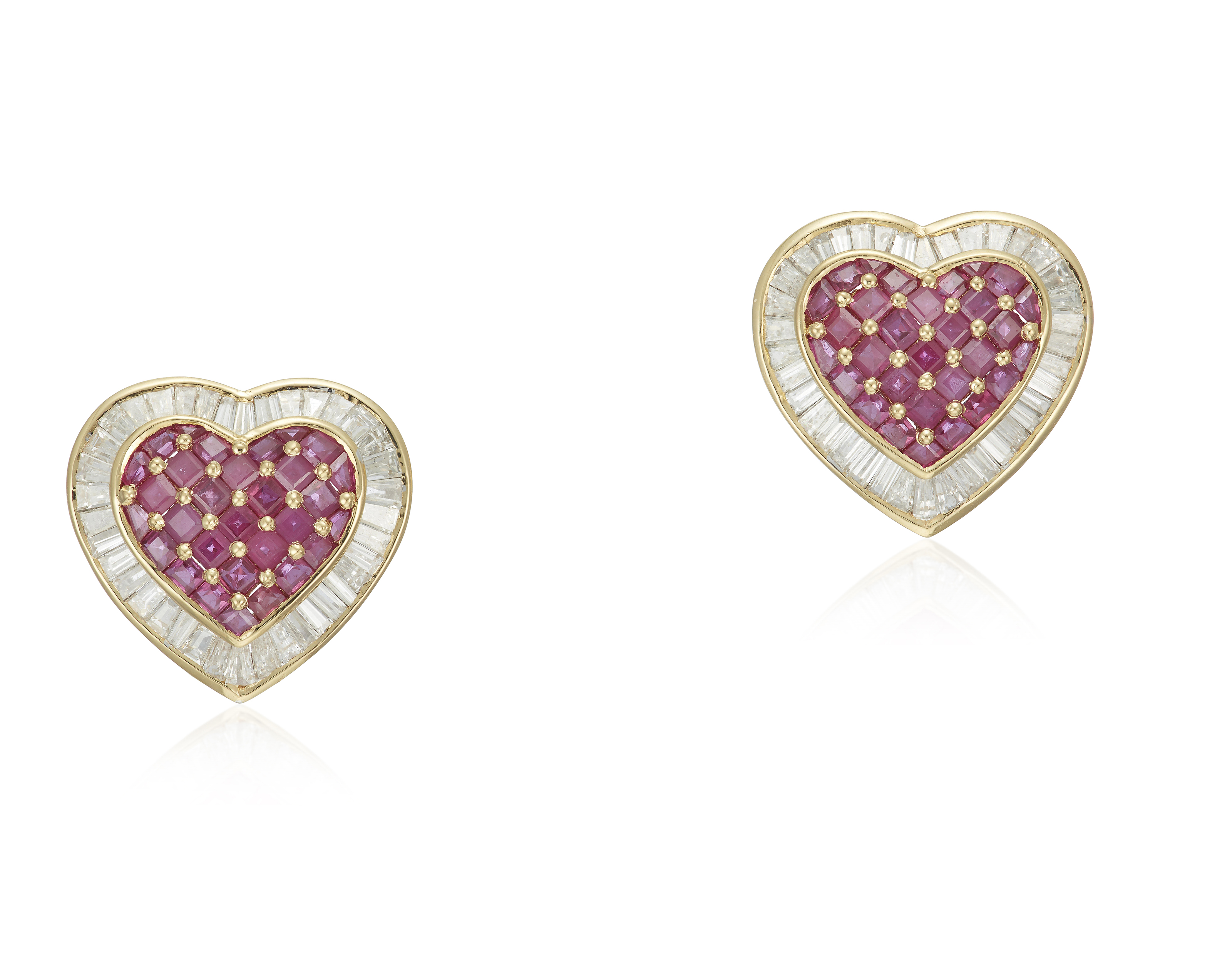RUBY AND DIAMOND HEART EARRINGS, | Christie’s