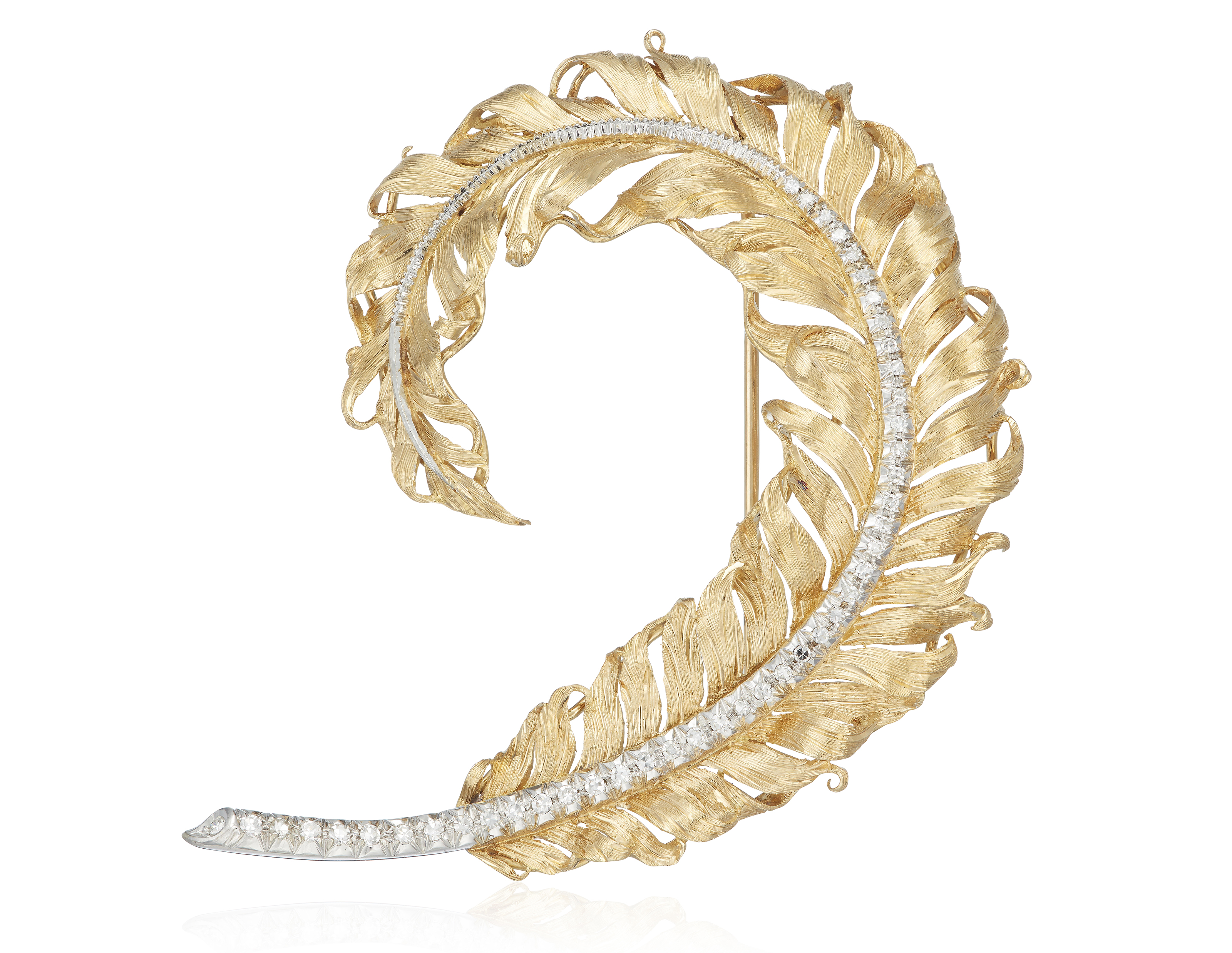 DIAMOND AND GOLD FEATHER BROOCH, | Christie’s