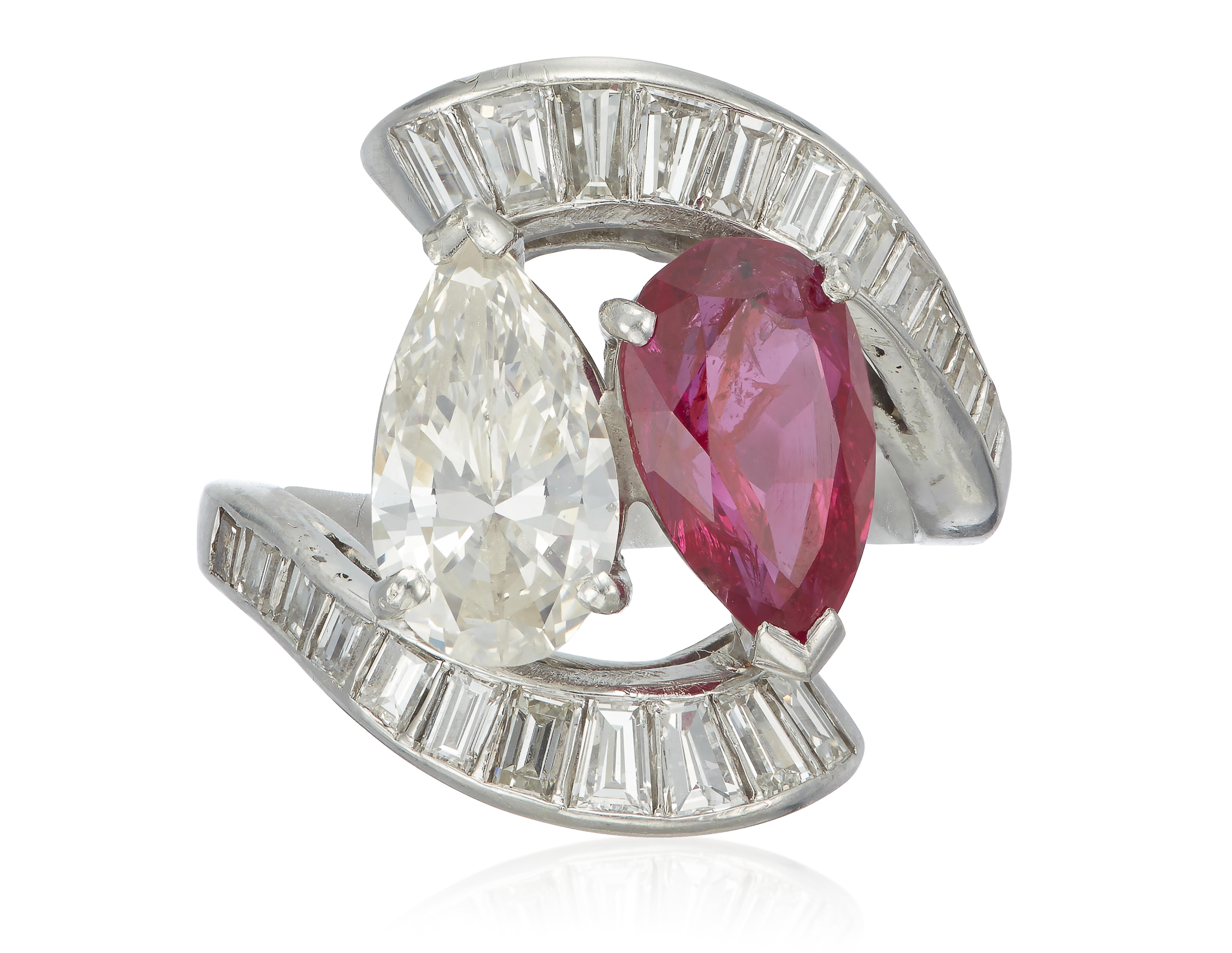 RUBY AND DIAMOND CROSSOVER RING, | Christie’s