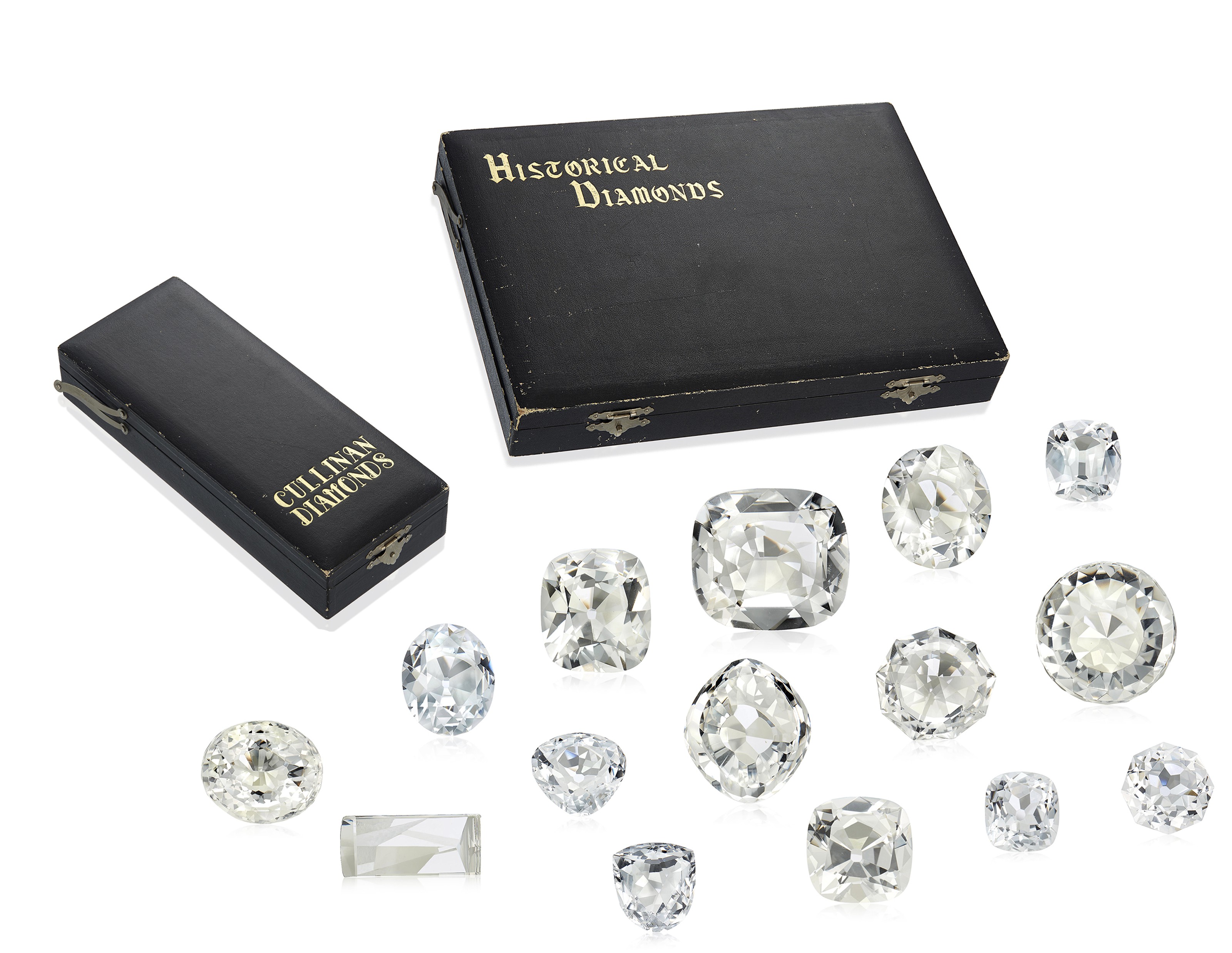 CASE SET OF GLASS REPRODUCTIONS OF HISTORICAL DIAMONDS AND CULLINAN ...