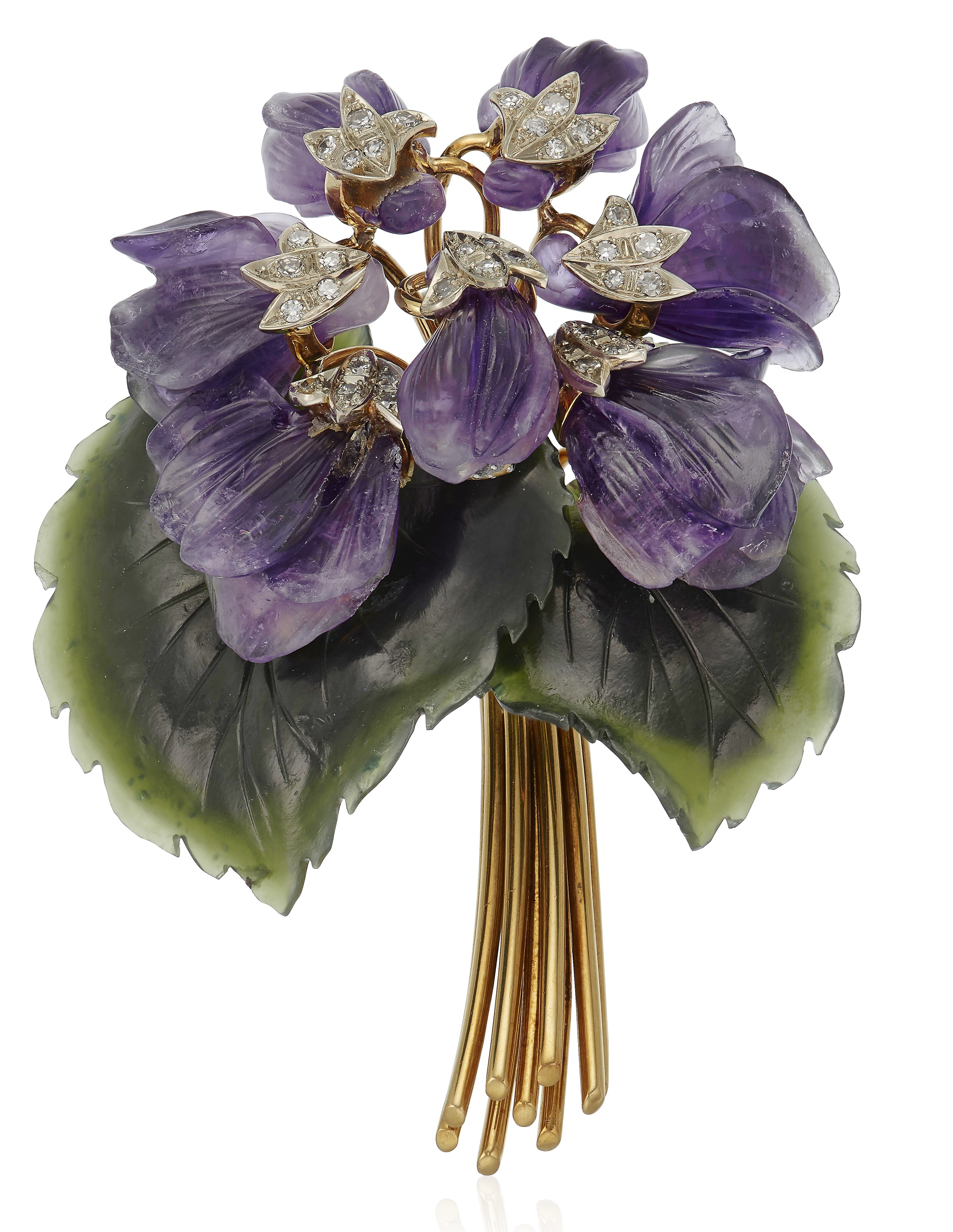 CARVED MULTI-GEM VIOLET BROOCH, | Christie’s