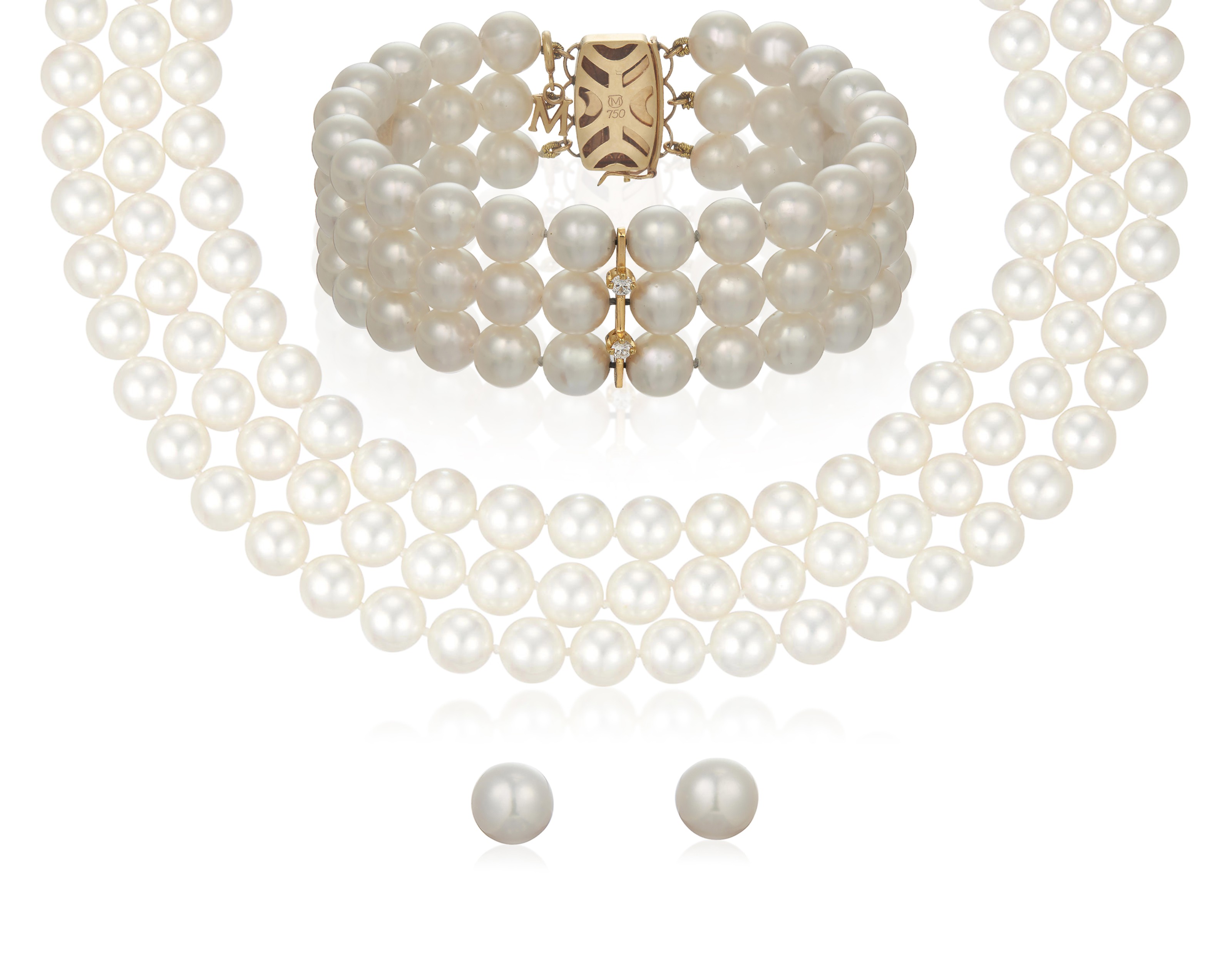 MIKIMOTO SET OF CULTURED PEARL AND DIAMOND JEWELRY, | Christie’s