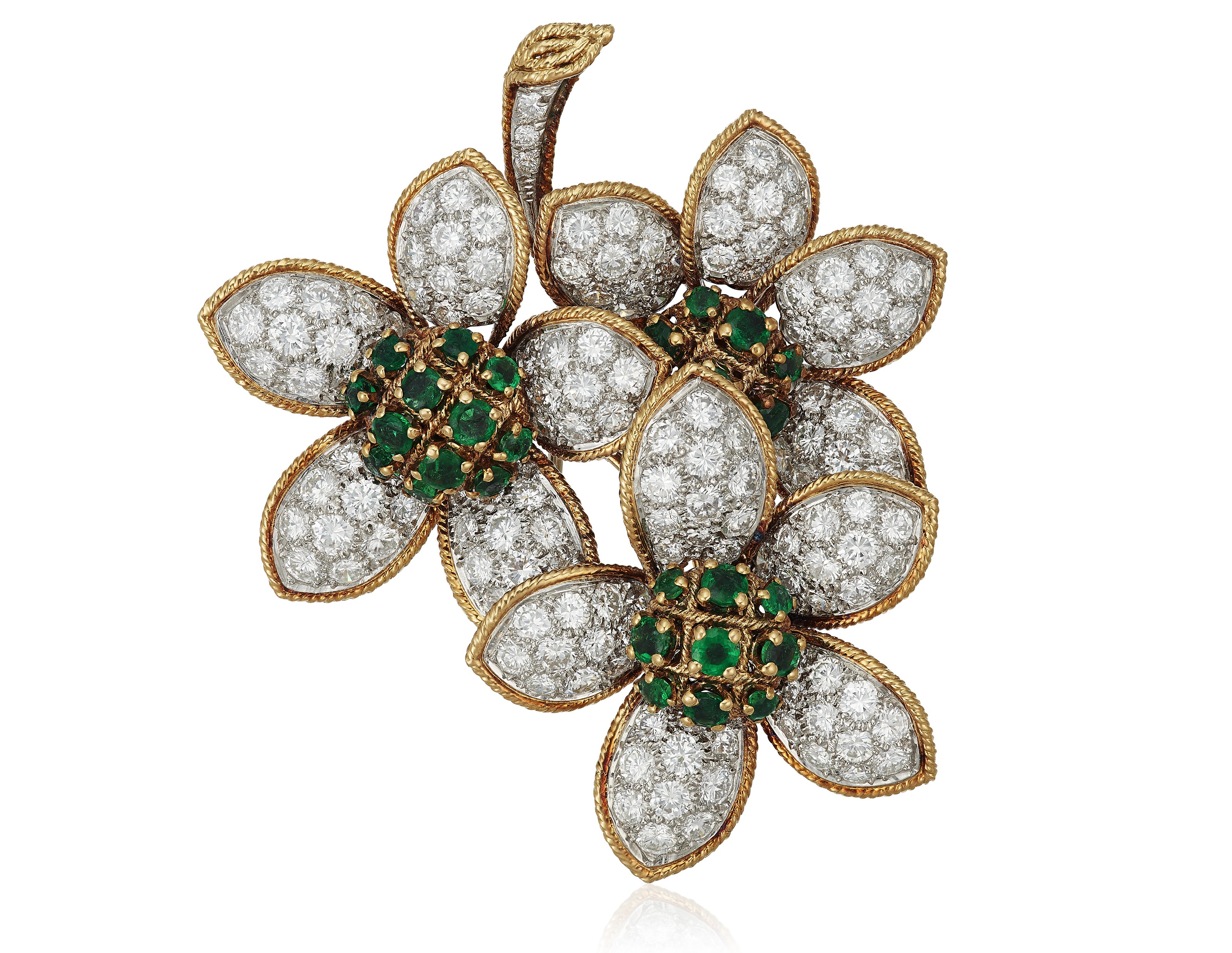 TIFFANY & CO. DIAMOND AND EMERALD FLOWER BROOCH, | Christie’s