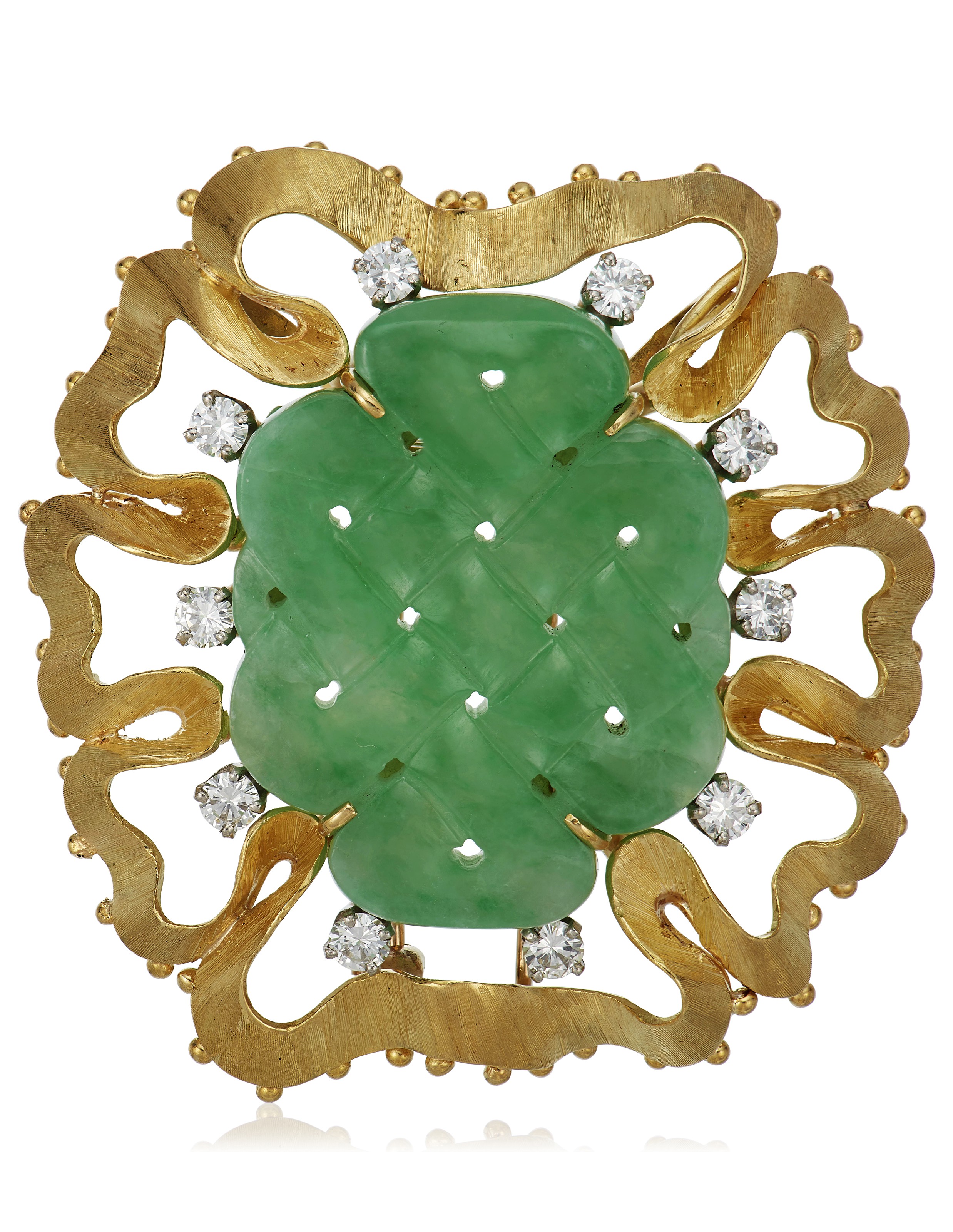 JADEITE JADE AND DIAMOND BROOCH, | Christie’s