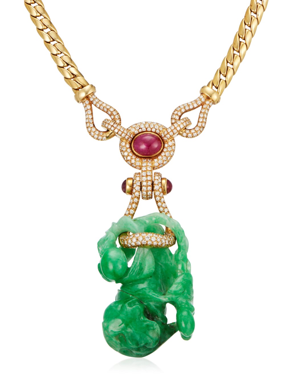JADE, DIAMOND AND RUBY PENDANT NECKLACE, | Christie’s