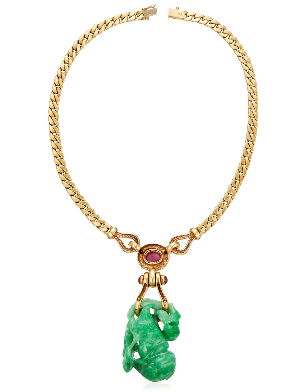 JADE, DIAMOND AND RUBY PENDANT NECKLACE, | Christie’s