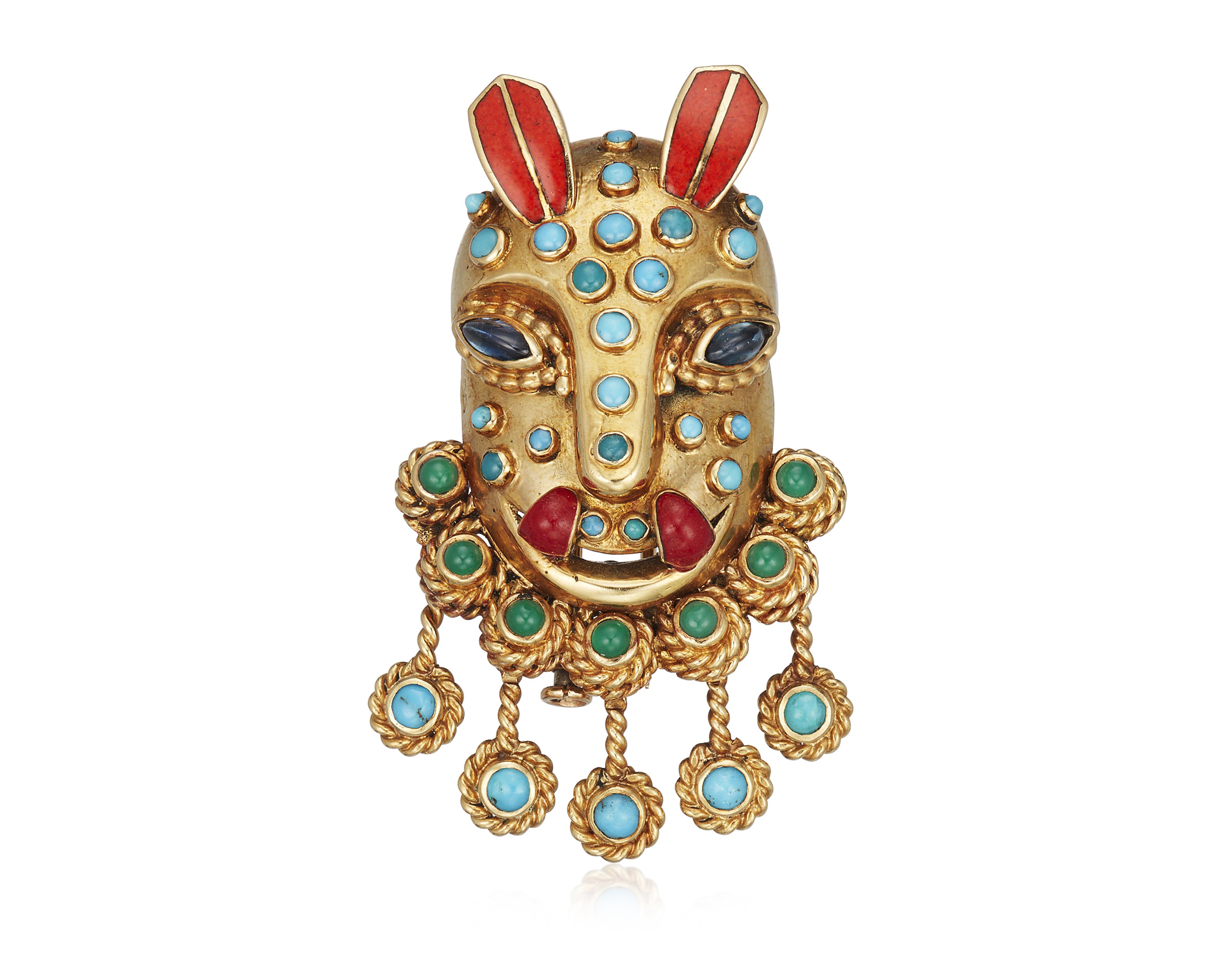BOUCHERON MULTI-GEM MASK BROOCH, | Christie’s