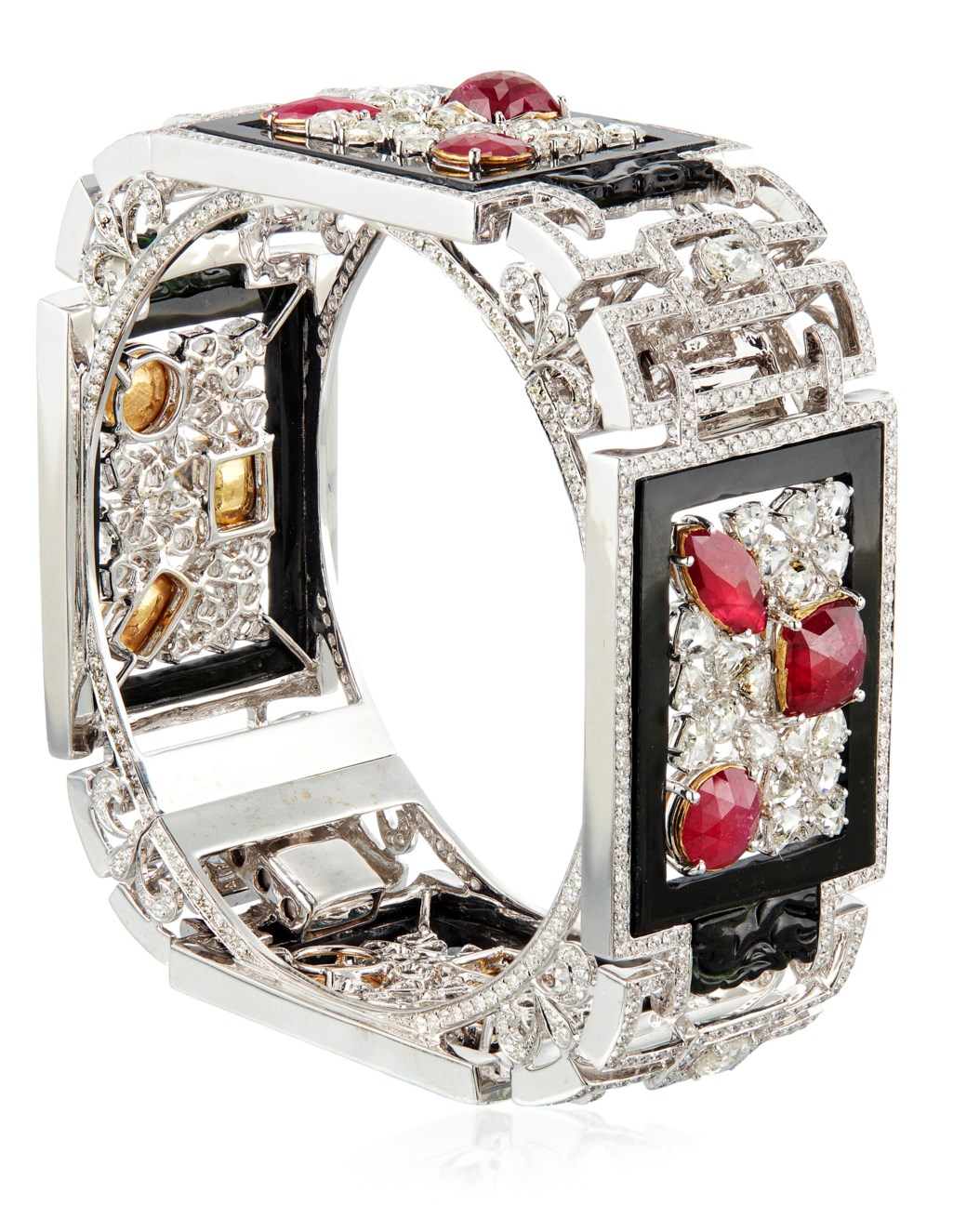 LORRAINE SCHWARTZ RUBY, JADE AND DIAMOND BANGLE BRACELET, | Christie’s