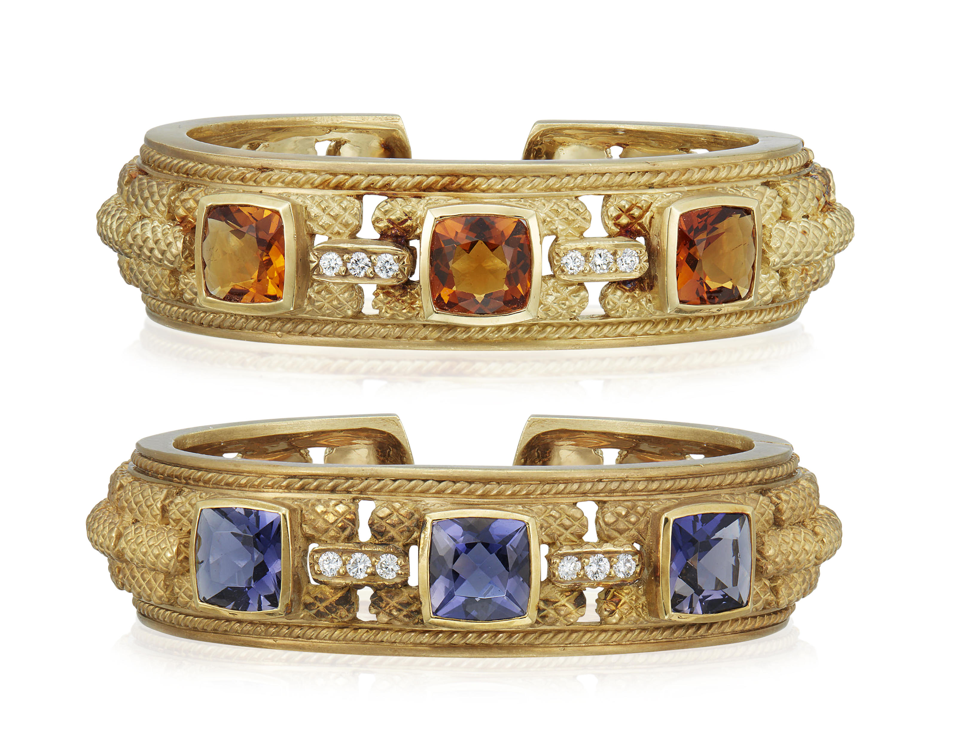 JUDITH RIPKA DIAMOND, AMETHYST AND CITRINE CUFF BRACELETS, | Christie’s