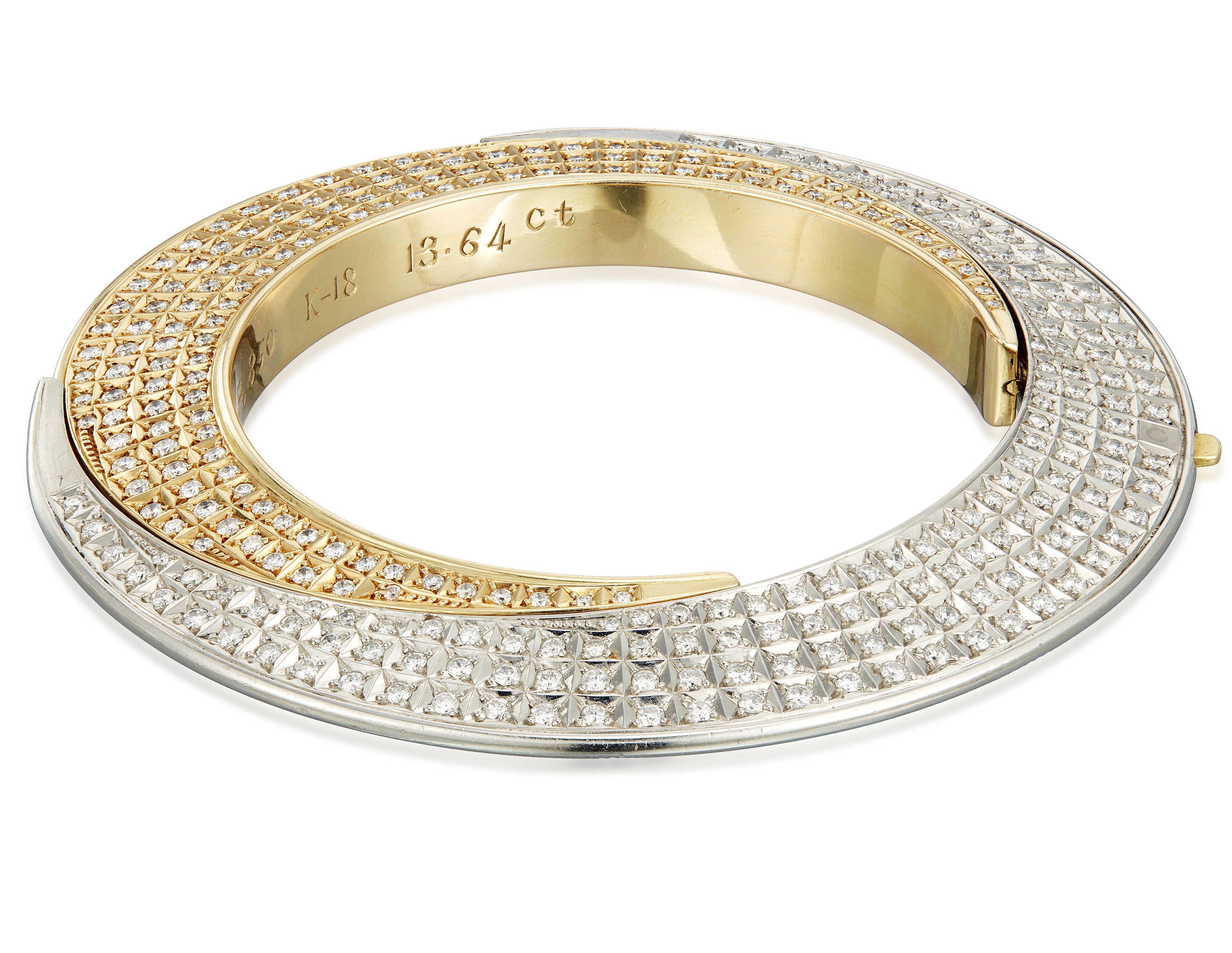 DIAMOND, PLATINUM AND GOLD BANGLE BRACELET, | Christie’s