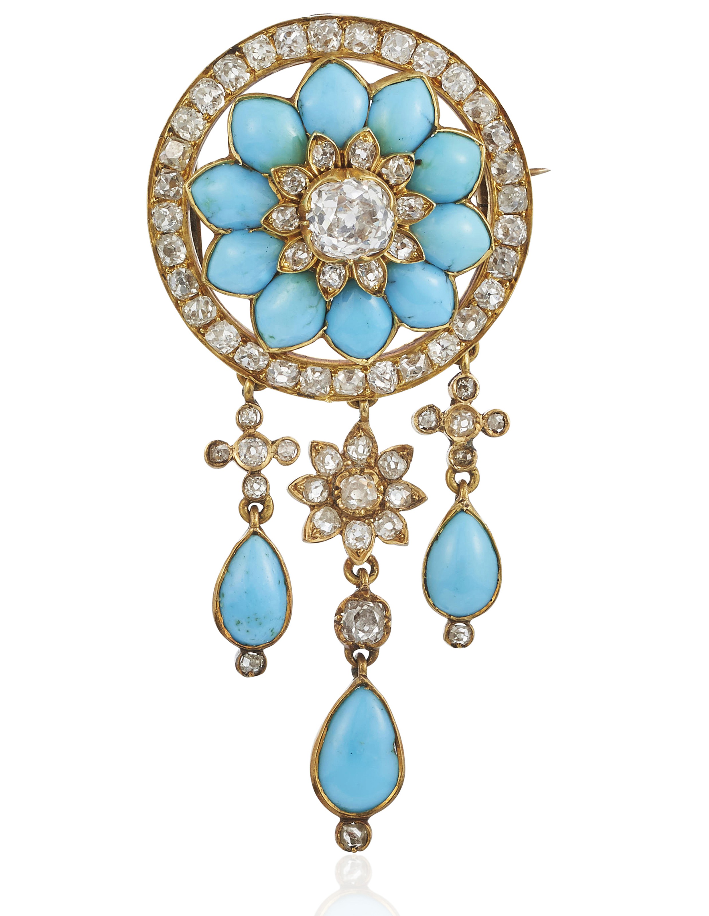 ANTIQUE TURQUOISE AND DIAMOND BROOCH, | Christie’s