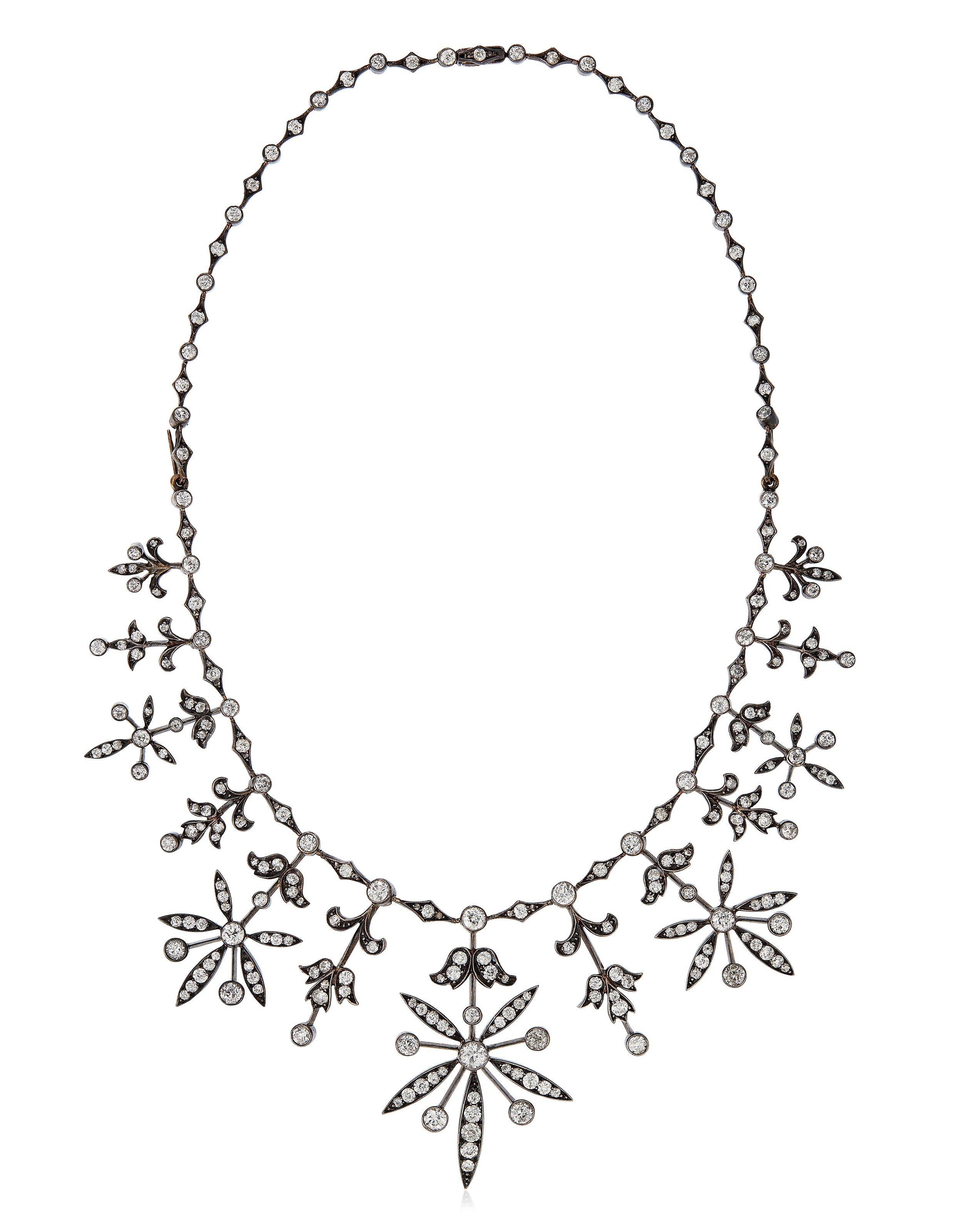 ANTIQUE DIAMOND AND SILVER-TOPPED GOLD TIARA/NECKLACE, | Christie’s