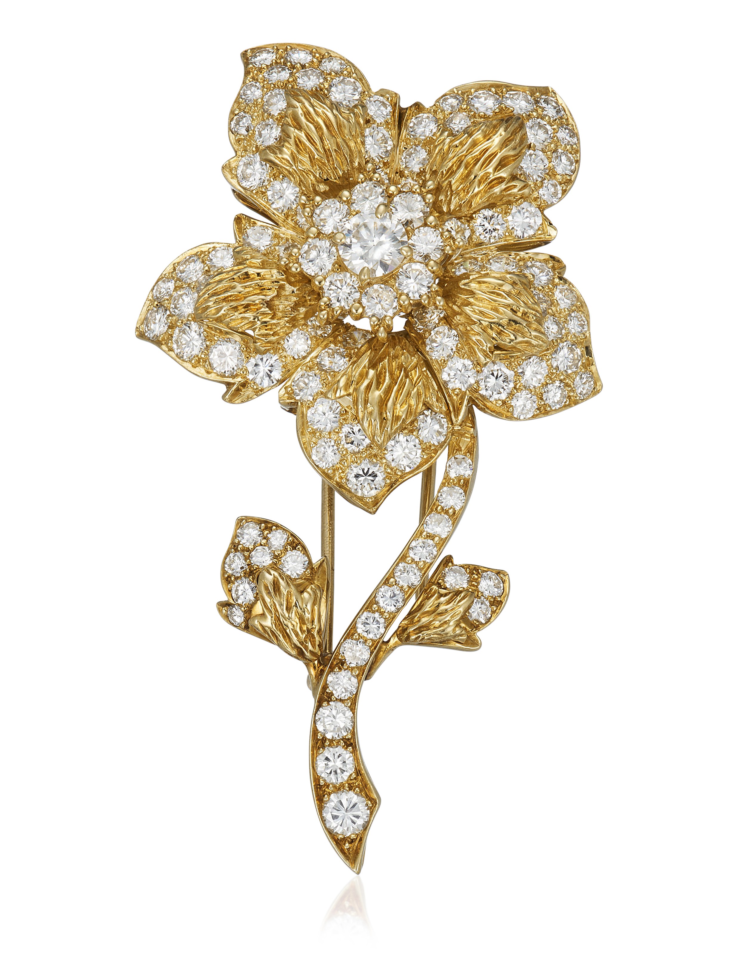 VAN CLEEF & ARPELS DIAMOND FLOWER BROOCH, | Christie’s