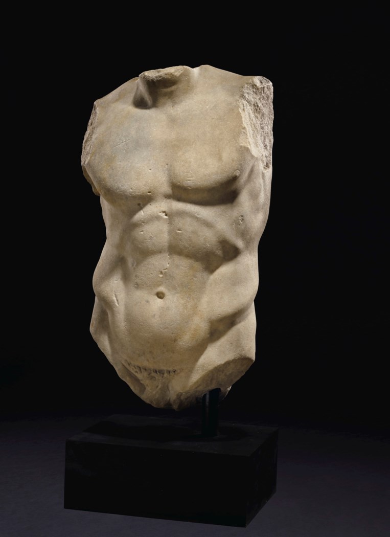 A ROMAN MARBLE TORSO OF THE DIADUMENOS OF POLYKLEITOS