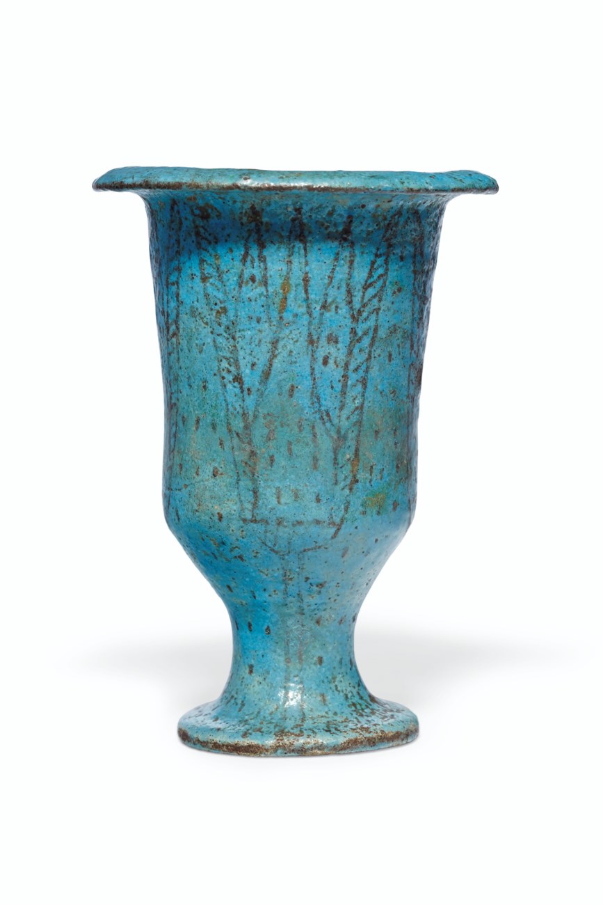 AN EGYPTIAN FAIENCE CHALICE, NEW KINGDOM, 18TH DYNASTY, 1550-1295 B.C ...