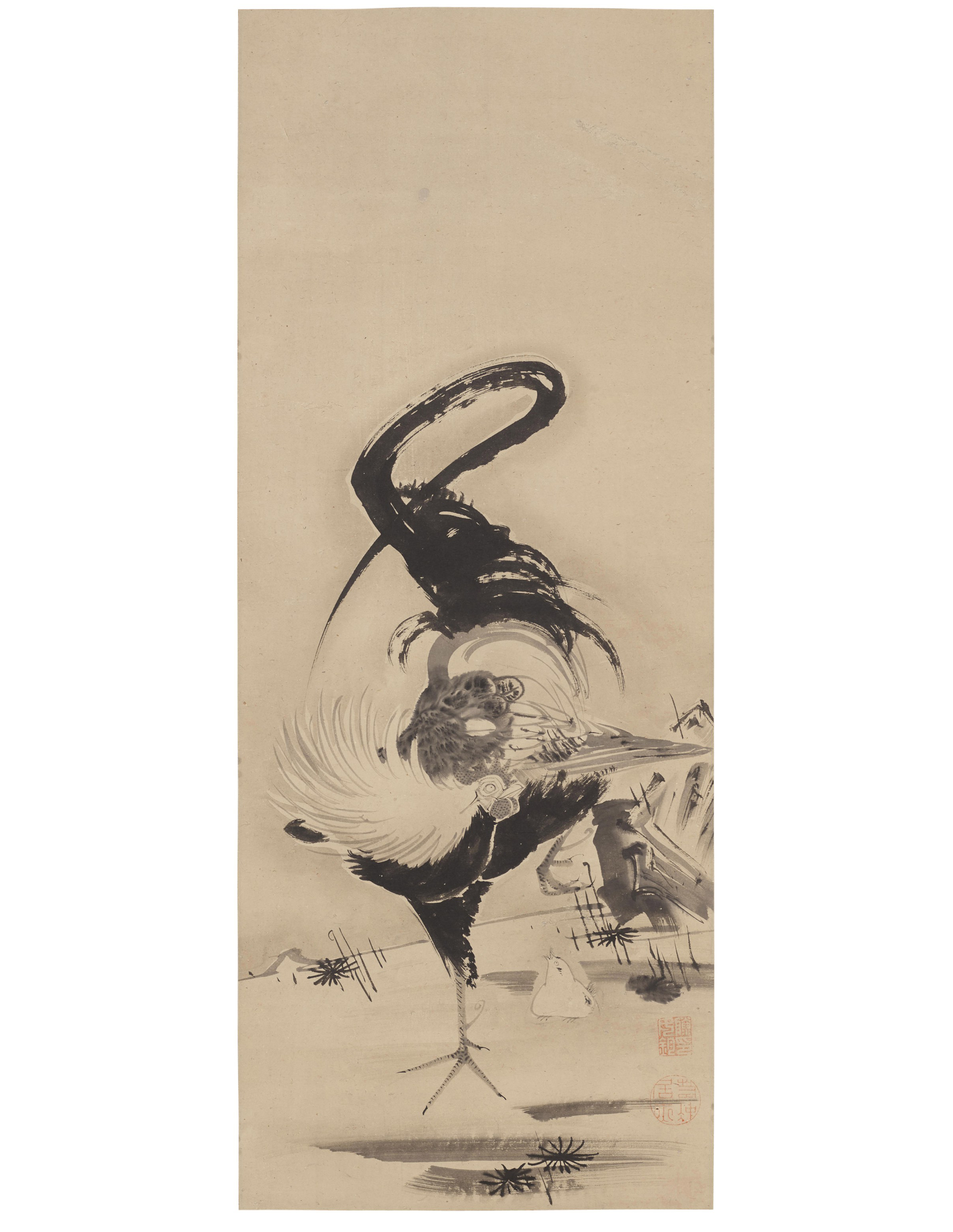 ATTRIBUTED TO ITO JAKUCHU (1716-1800), Rooster and Chick | Christie’s