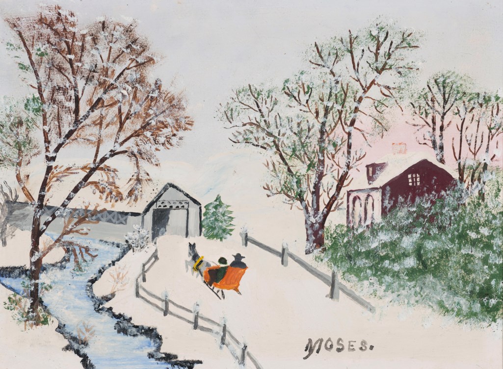 Anna Mary Robertson 'Grandma' Moses (1860-1961), The Covered Bridge ...