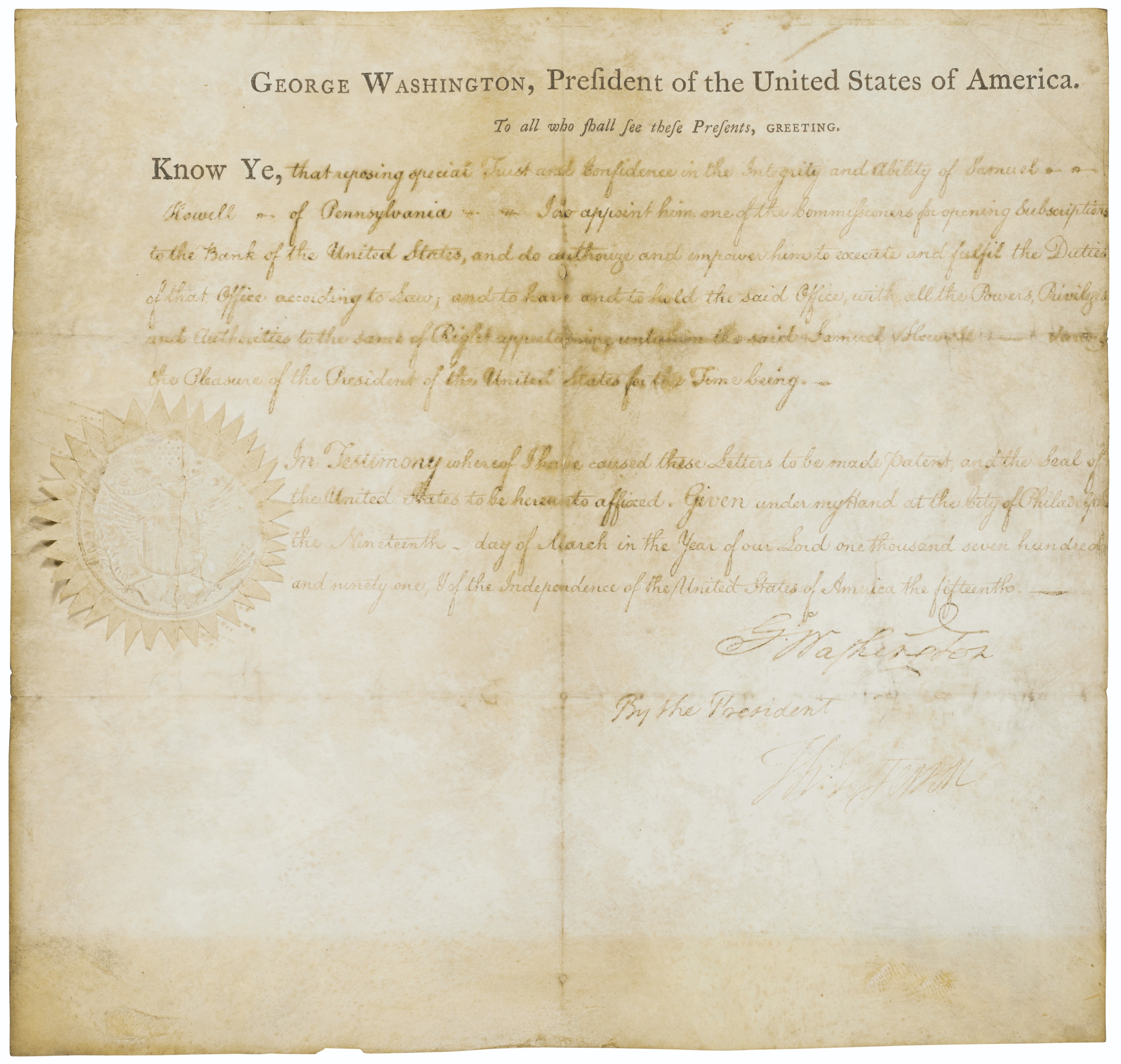 Establishing the First Bank of the United States , GEORGE WASHINGTON ...