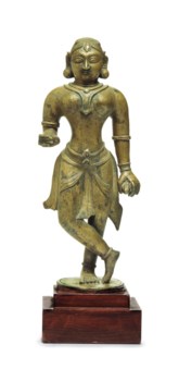 A BRONZE FIGURE OF DEVI, INDIA, PROBABLY ORISSA, 17TH CENTURY OR LATER ...