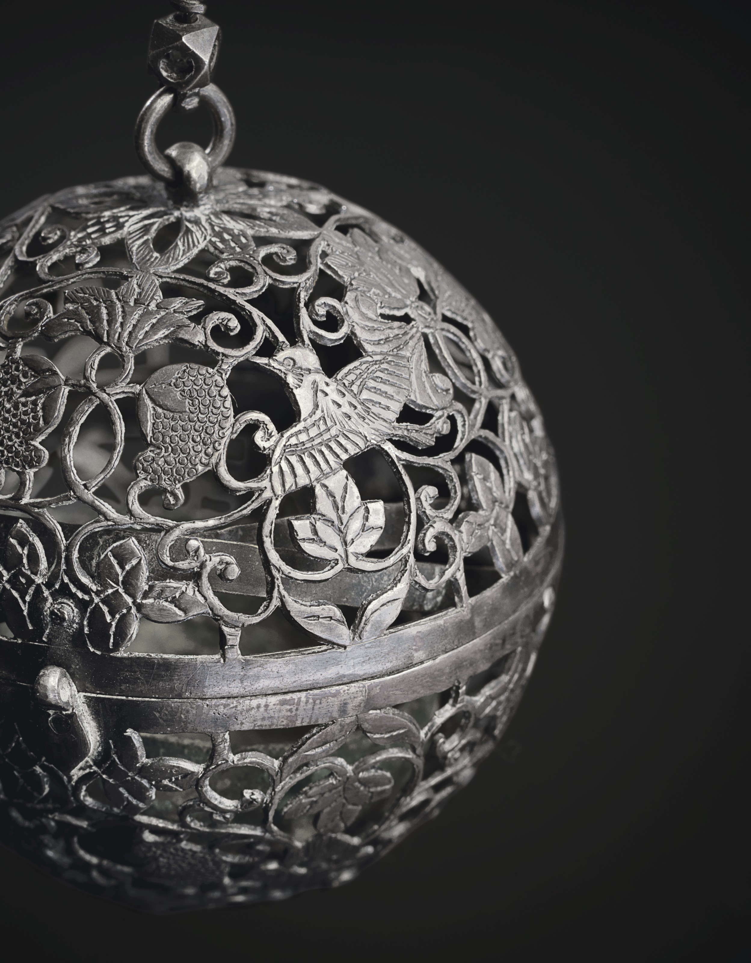 A RARE SILVER SPHERICAL CENSER