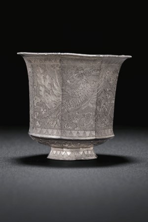 A SILVER OCTAGONAL 'PHOENIX' CUP, LATE TANG-LIAO DYNASTY, 9TH-12TH ...