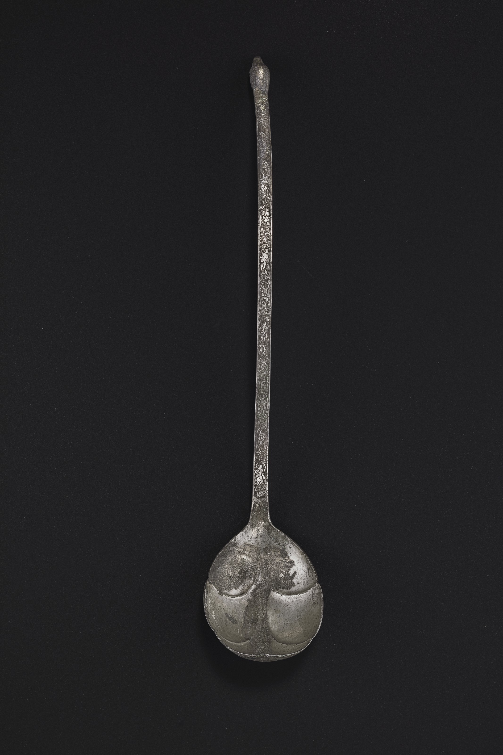 A FINE AND RARE LARGE SILVER LADLE