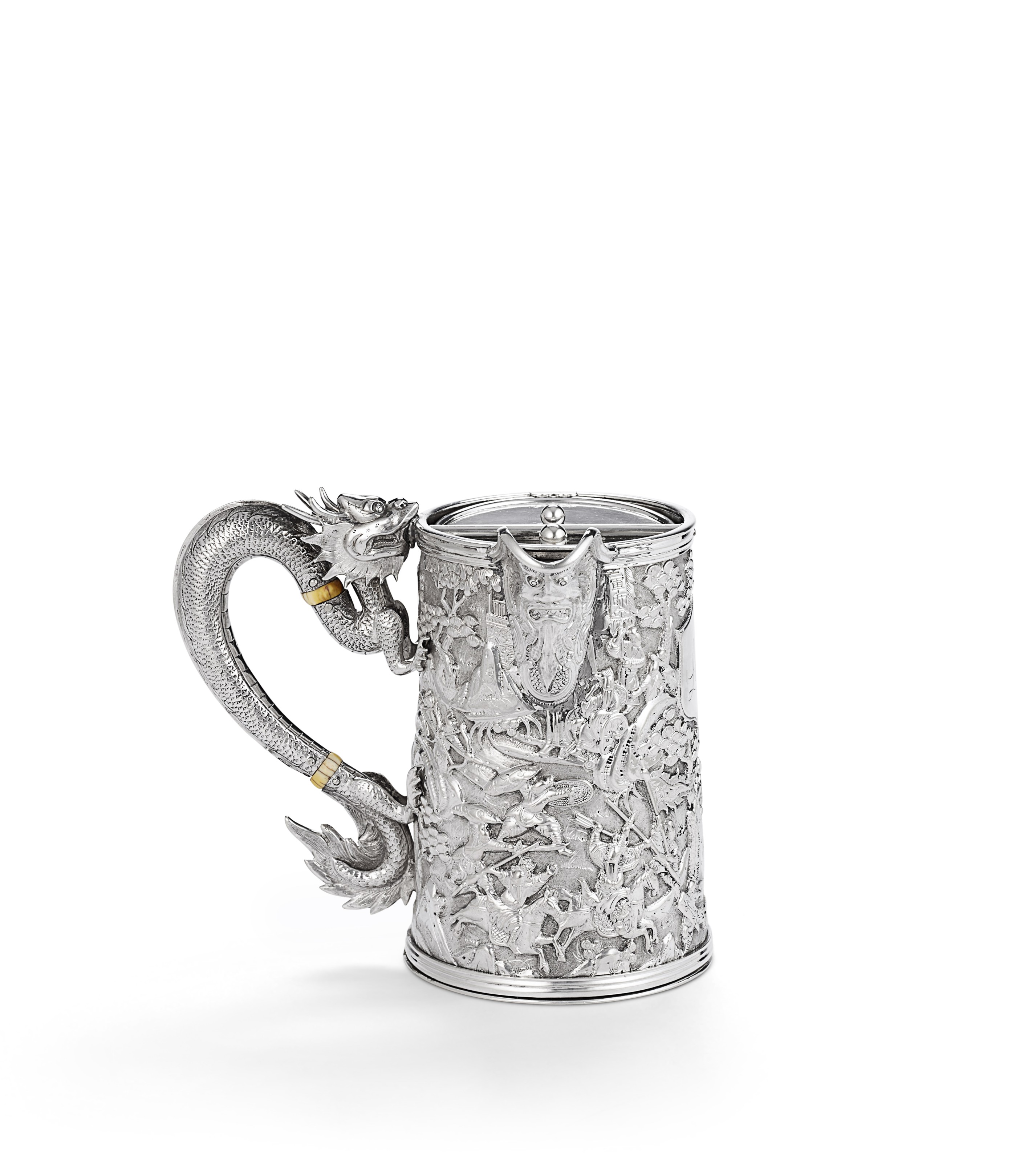 A CHINESE EXPORT SILVER HOT MILK JUG, MARK OF YI CHANG, CANTON ...