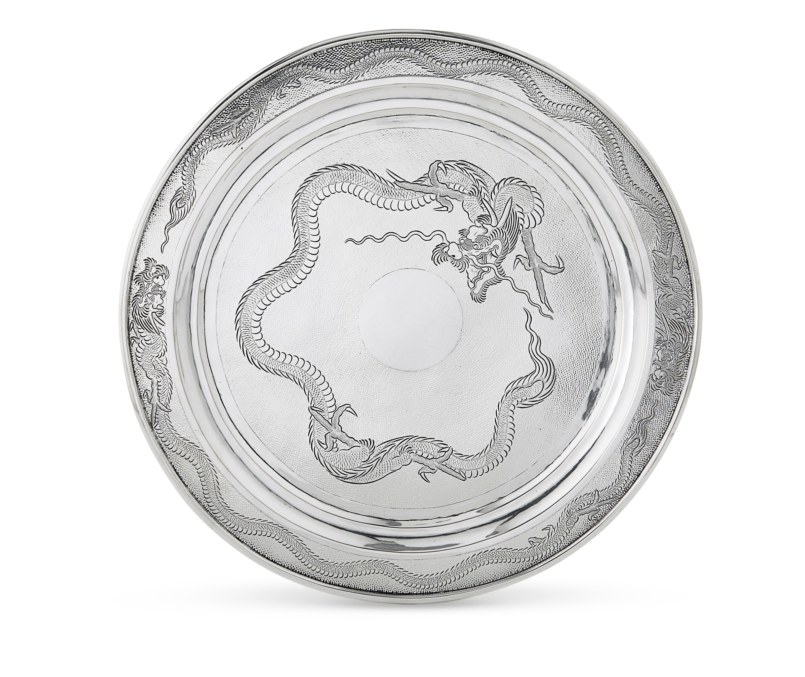 A CHINESE EXPORT SILVER SALVER, MAKER'S MARK CHINA JEWELRY COMPANY ...