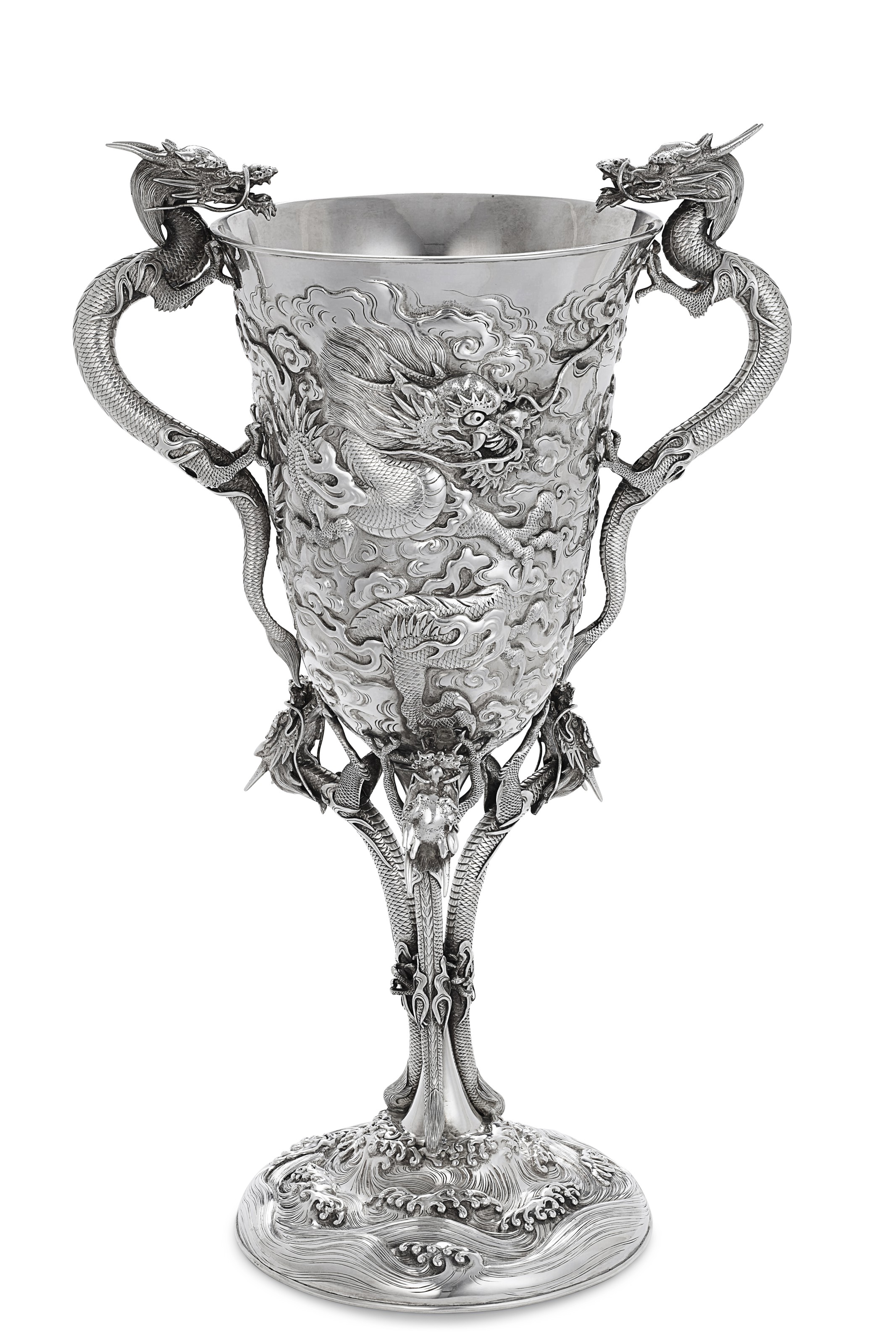 two handled silver cup