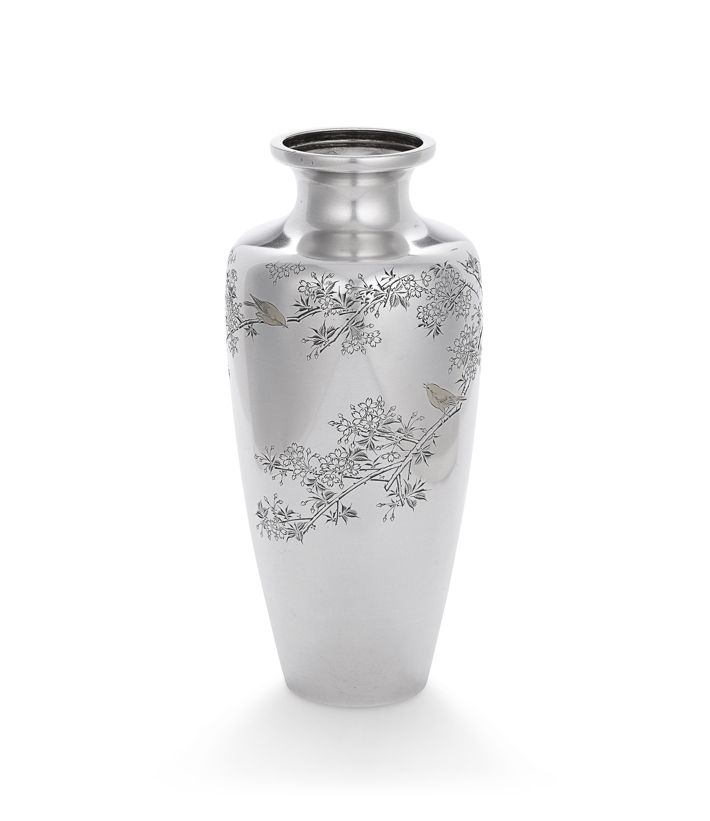A JAPANESE EXPORT SILVER AND PARCEL-GILT VASE, EARLY 20TH CENTURY ...