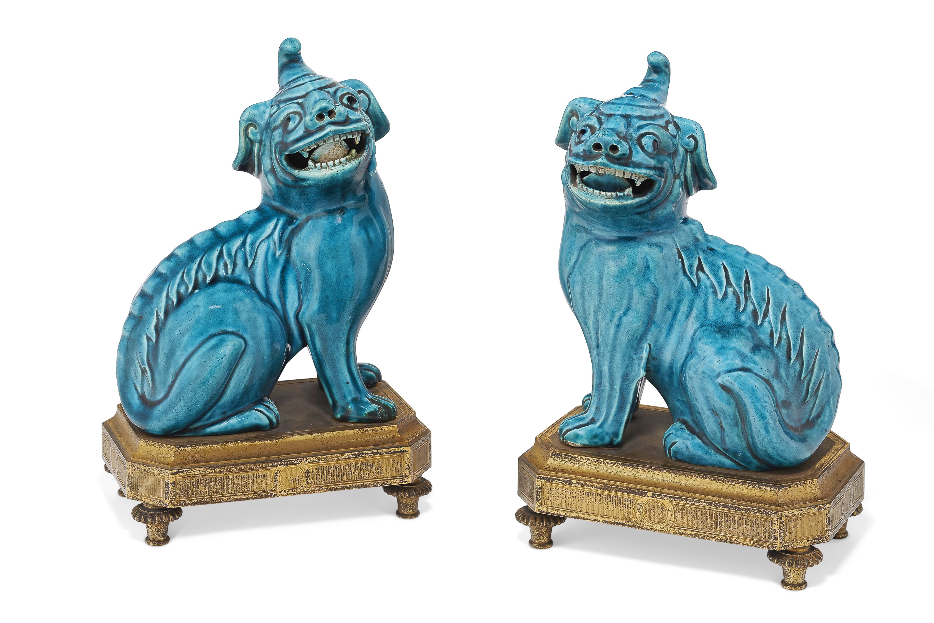 A PAIR OF TURQUOISE-GLAZED FIGURES OF LUDUAN, 18TH-19TH CENTURY ...