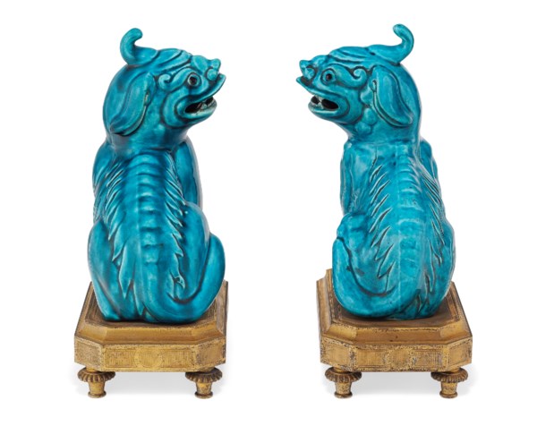 A PAIR OF TURQUOISE-GLAZED FIGURES OF LUDUAN, 18TH-19TH CENTURY ...