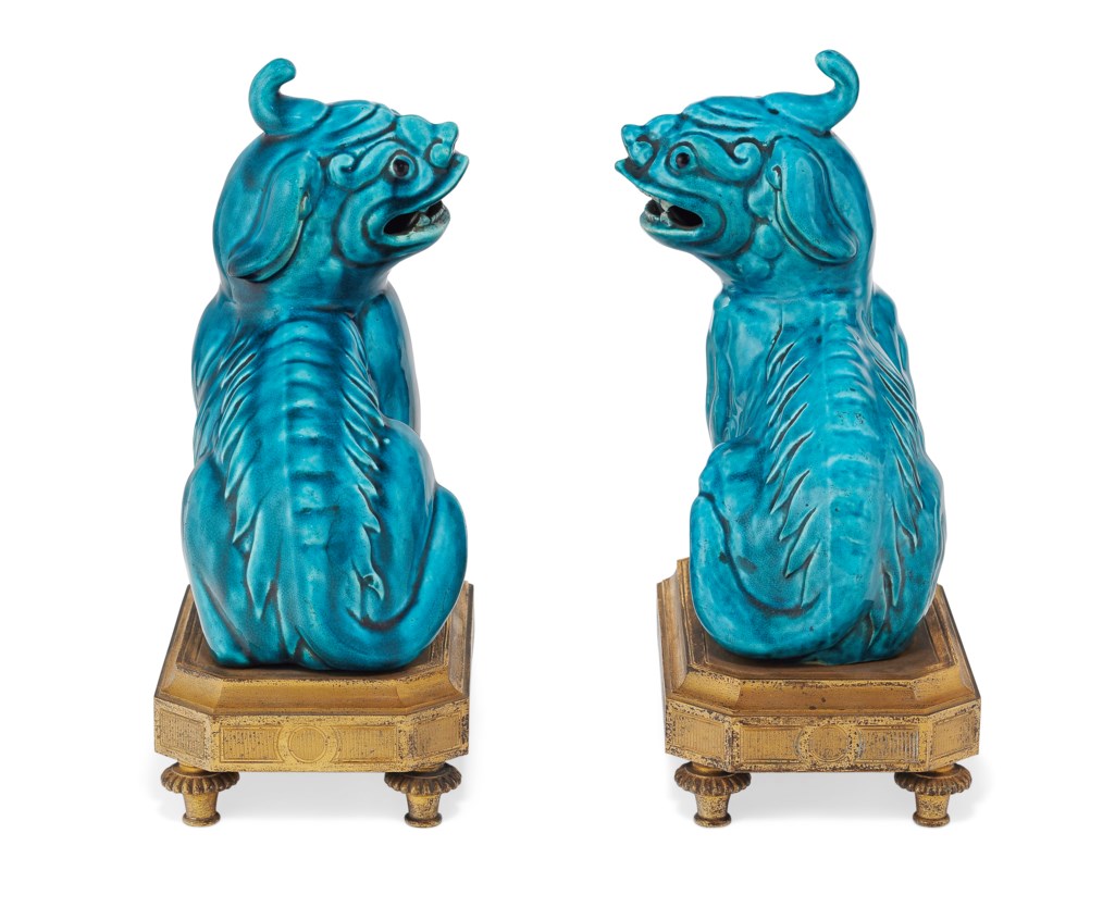 A PAIR OF TURQUOISE-GLAZED FIGURES OF LUDUAN, 18TH-19TH CENTURY ...