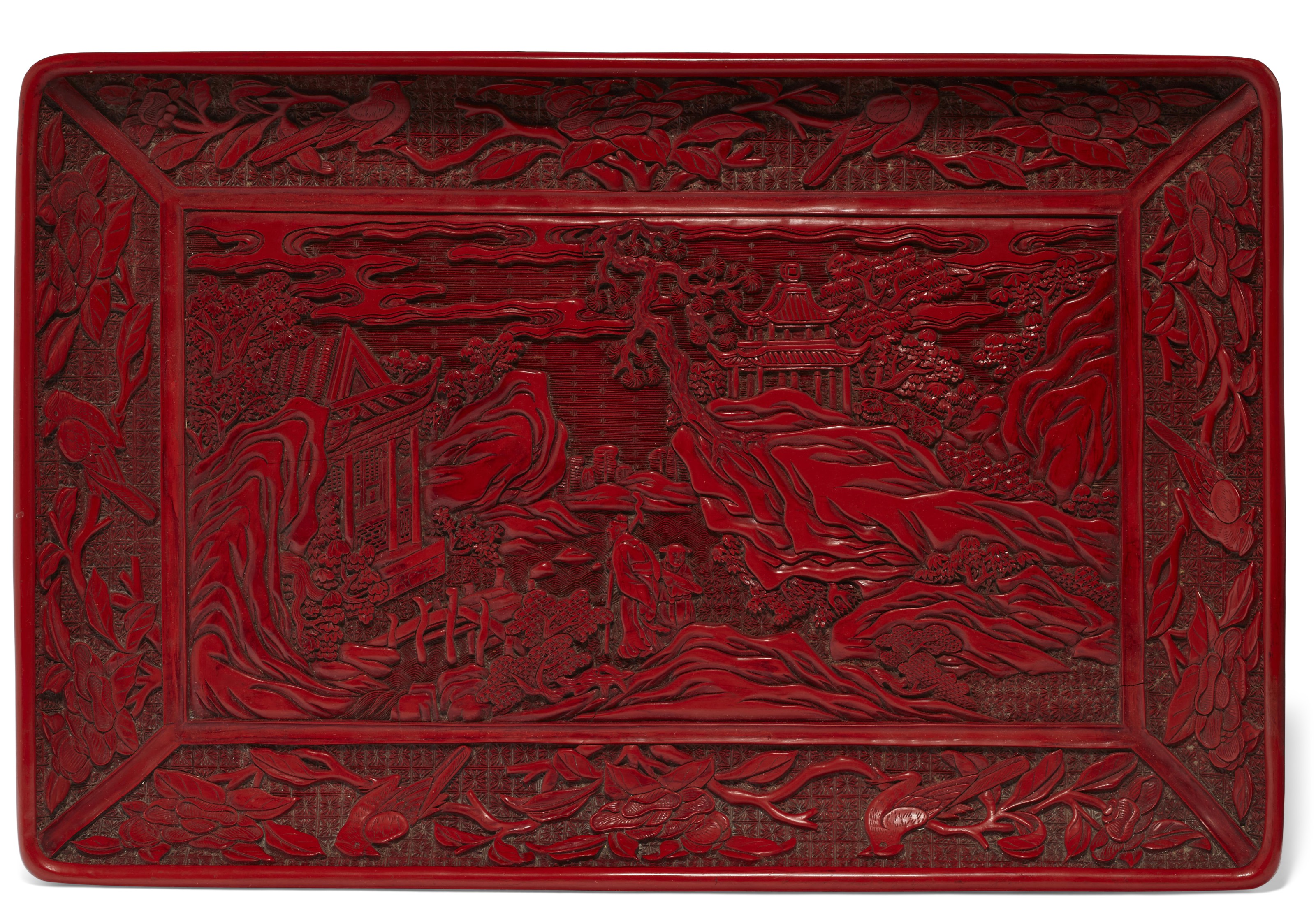 A CARVED RED LACQUER RECTANGULAR TRAY, 19TH CENTURY | Christie’s