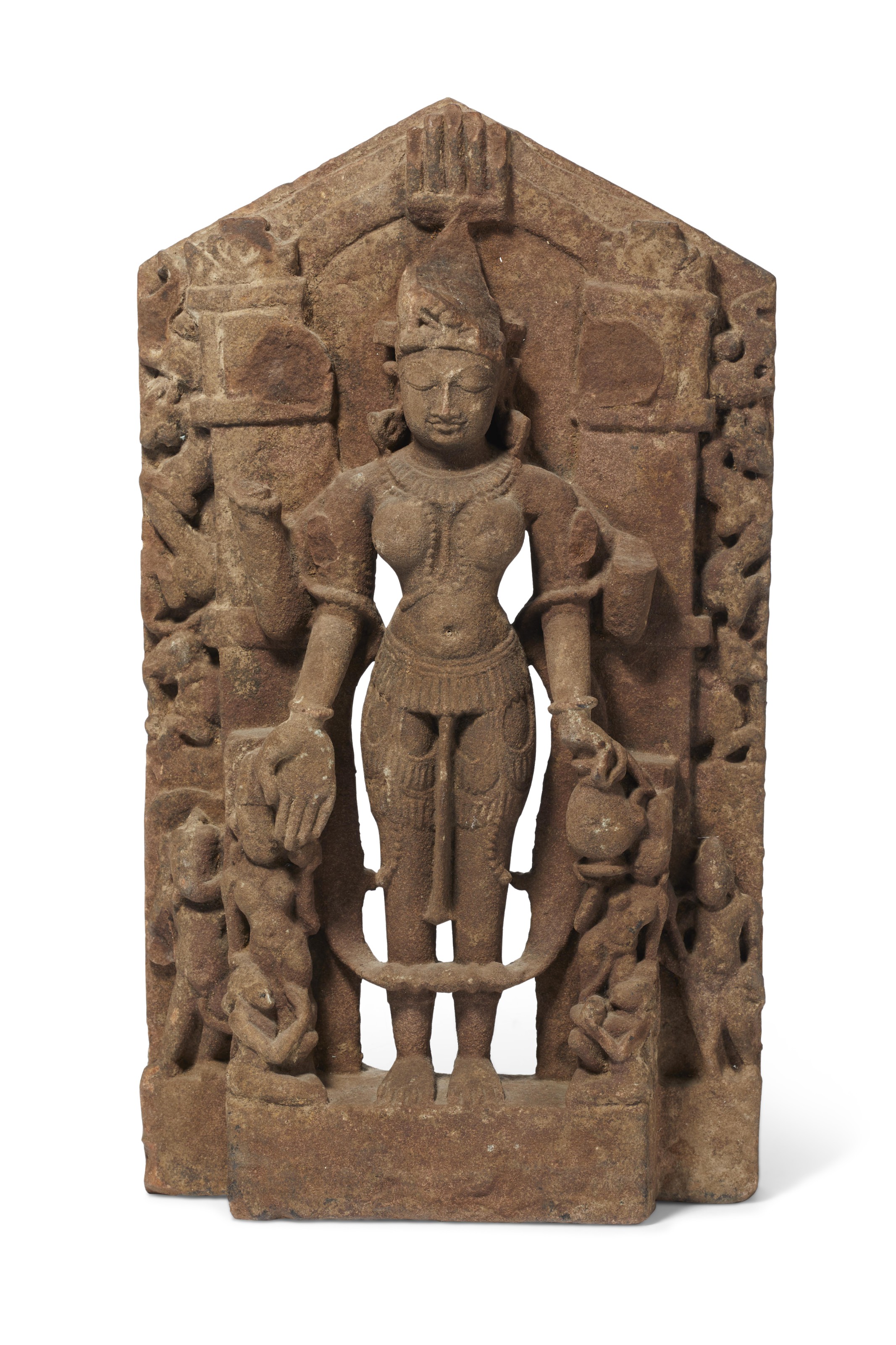 A RED SANDSTONE RELIEF OF SARASVATI, CENTRAL INDIA, 11TH-12TH CENTURY ...
