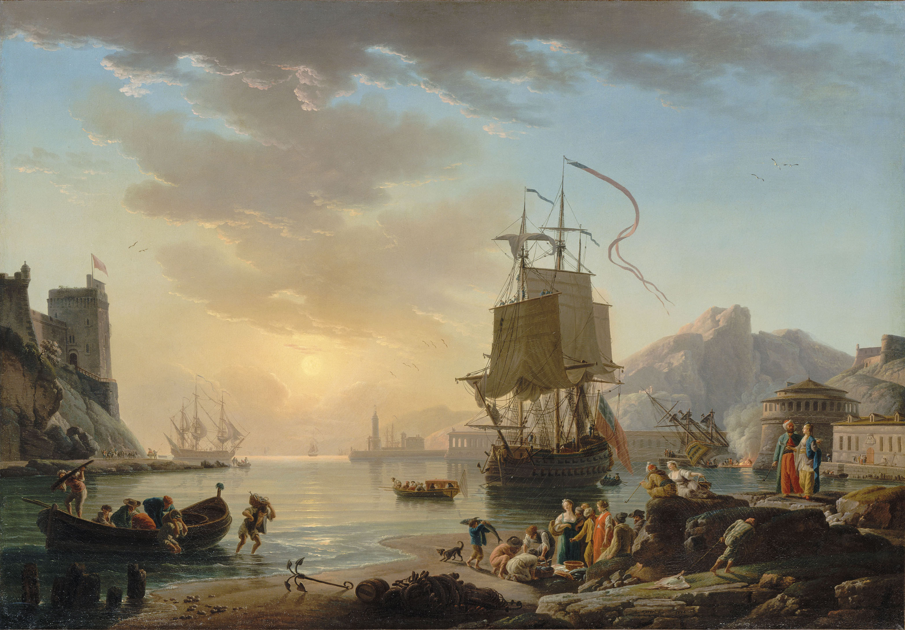 CLAUDE-JOSEPH VERNET (AVIGNON 1714 - 1789 PARIS) , Un port de mer au ...