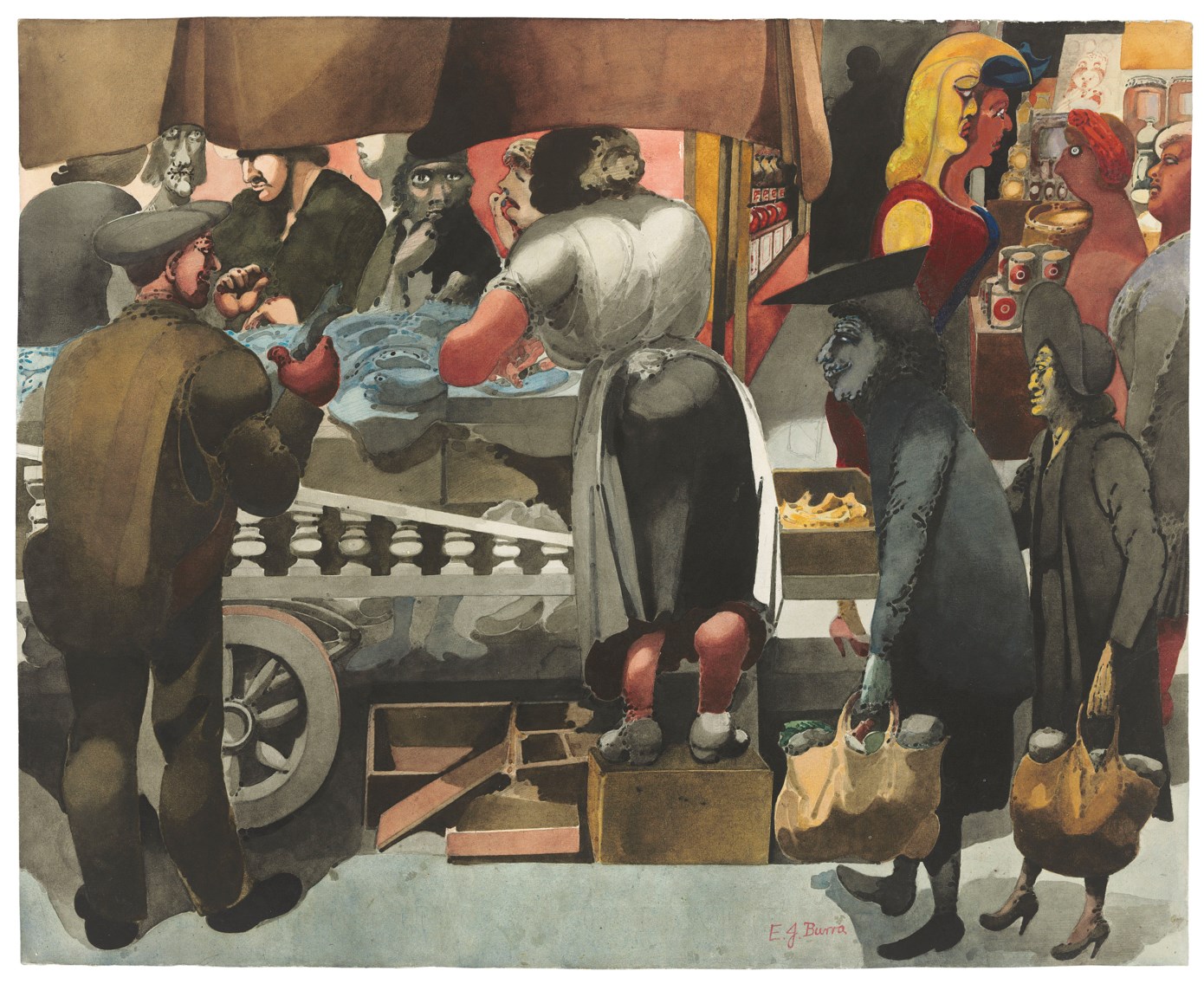 Edward Burra (1905-1976), Fish Stall, Glasgow | Christie's