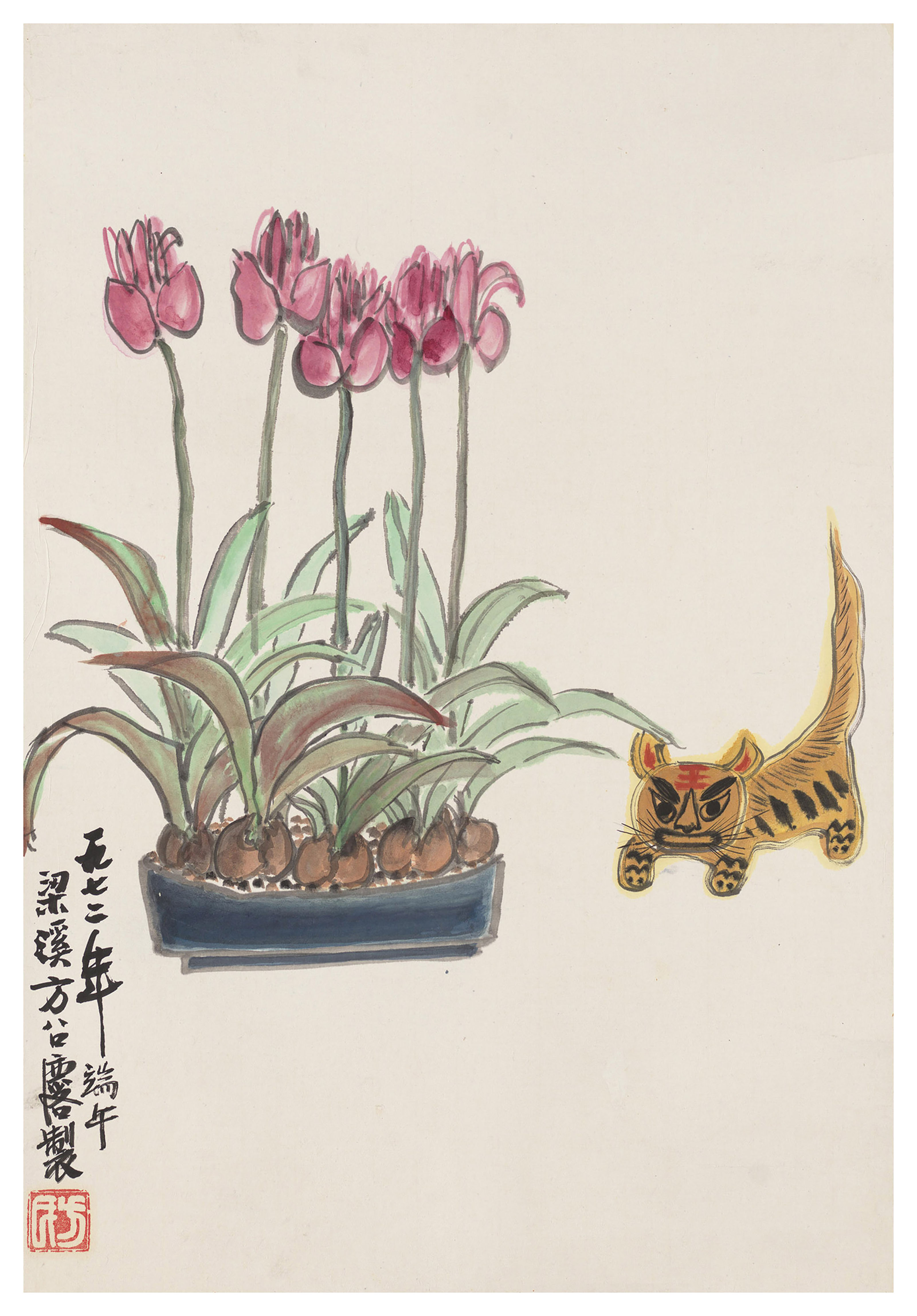 FANG ZHAOLING (1914-2006), Tiger and Tulips | Christie’s