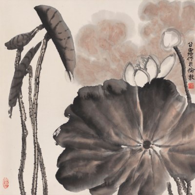 FANG ZHAOLING (1914-2006), White Lotuses (two paintings) | Christie’s