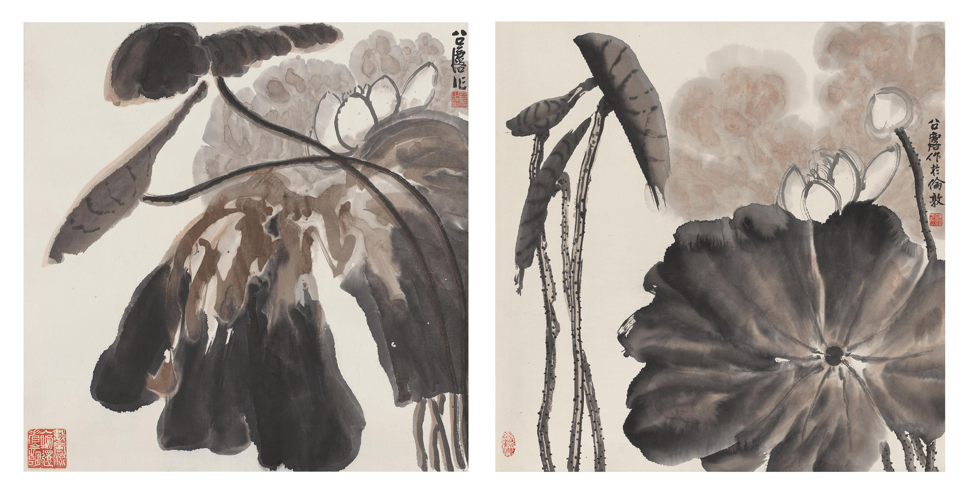 FANG ZHAOLING (1914-2006), White Lotuses (two paintings) | Christie’s