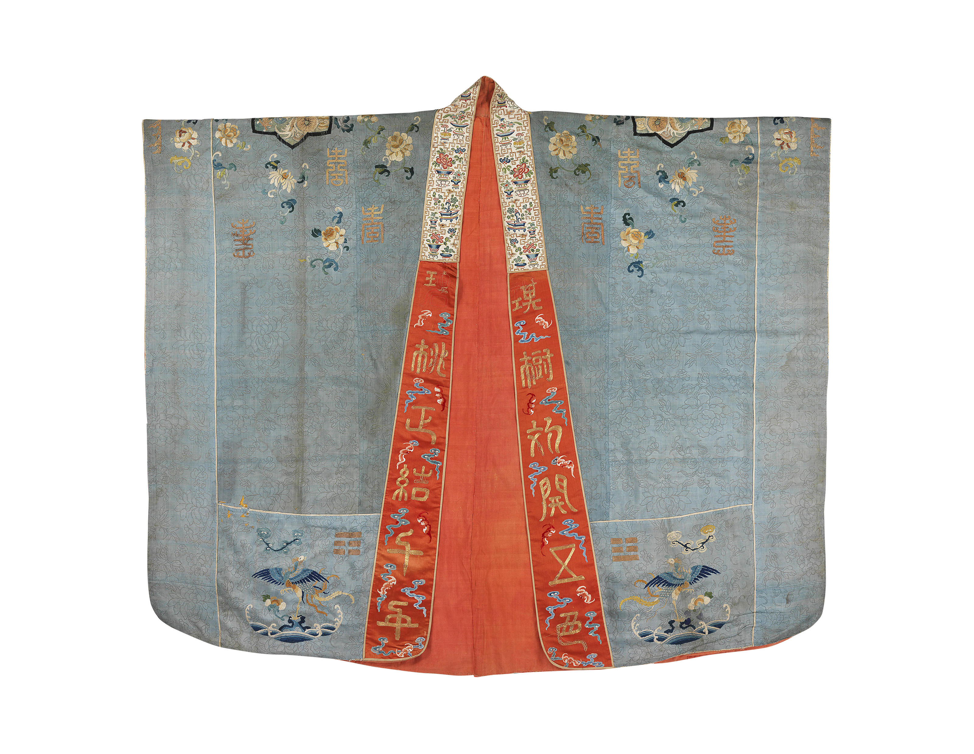 AN EMBROIDERED BLUE-GROUND SILK DAOIST PRIEST'S ROBE, 19TH CENTURY ...