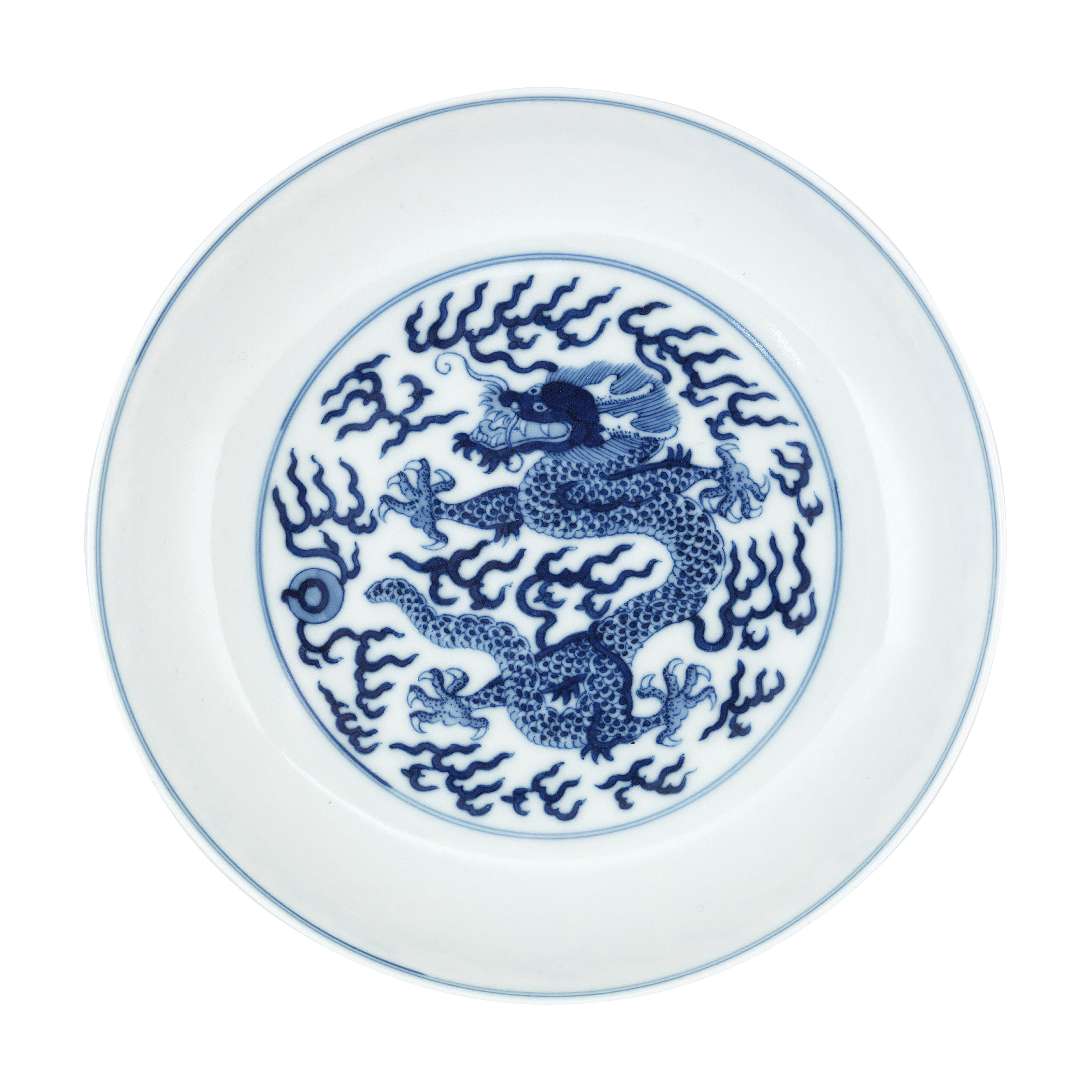 A BLUE AND WHITE 'DRAGON' DISH, GUANGXU SIX CHARACTER MARK AND OF THE ...