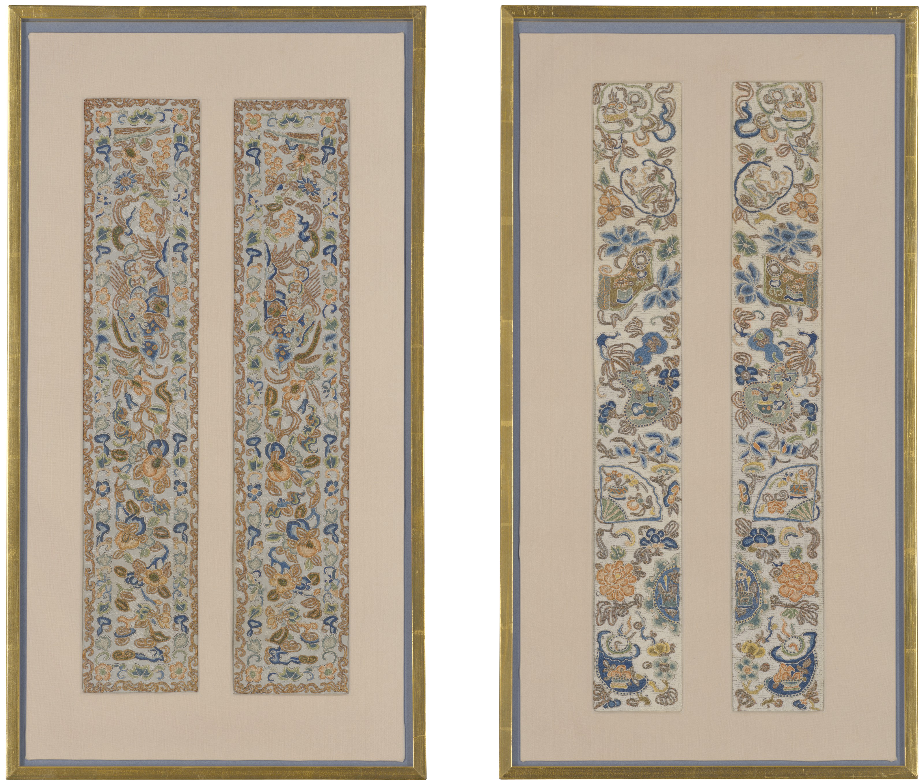 TWO PAIRS OF SILK EMBROIDERED SLEEVE BANDS, 19TH CENTURY | Christie’s