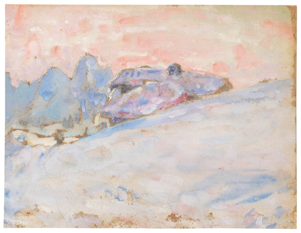 John Peter Russell (1858-1930), Chalets in the snow, at sunset | Christie’s