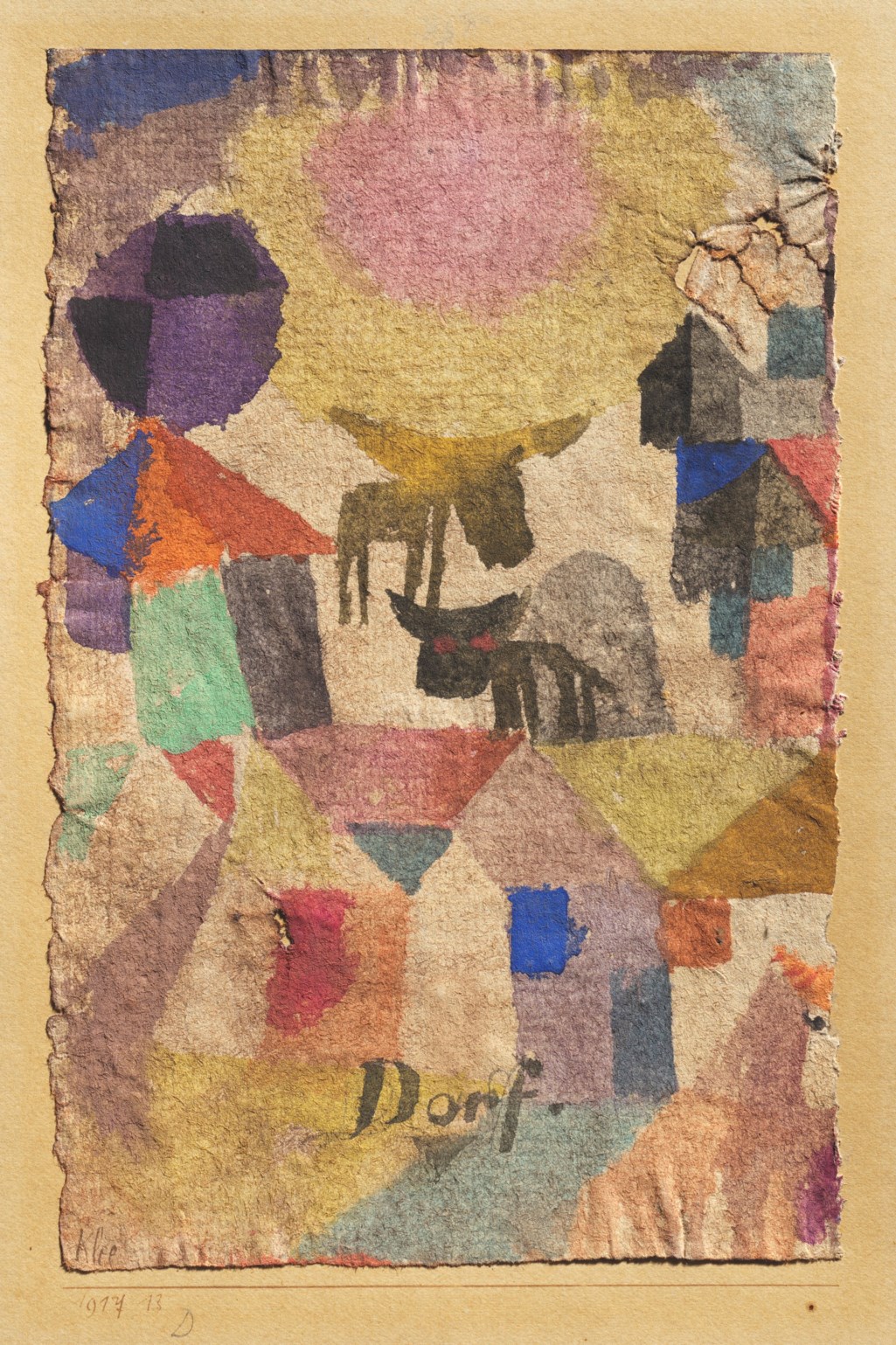 PAUL KLEE (1879-1940), Dorfartig, Häuser, 2 Rinder (Village-like ...