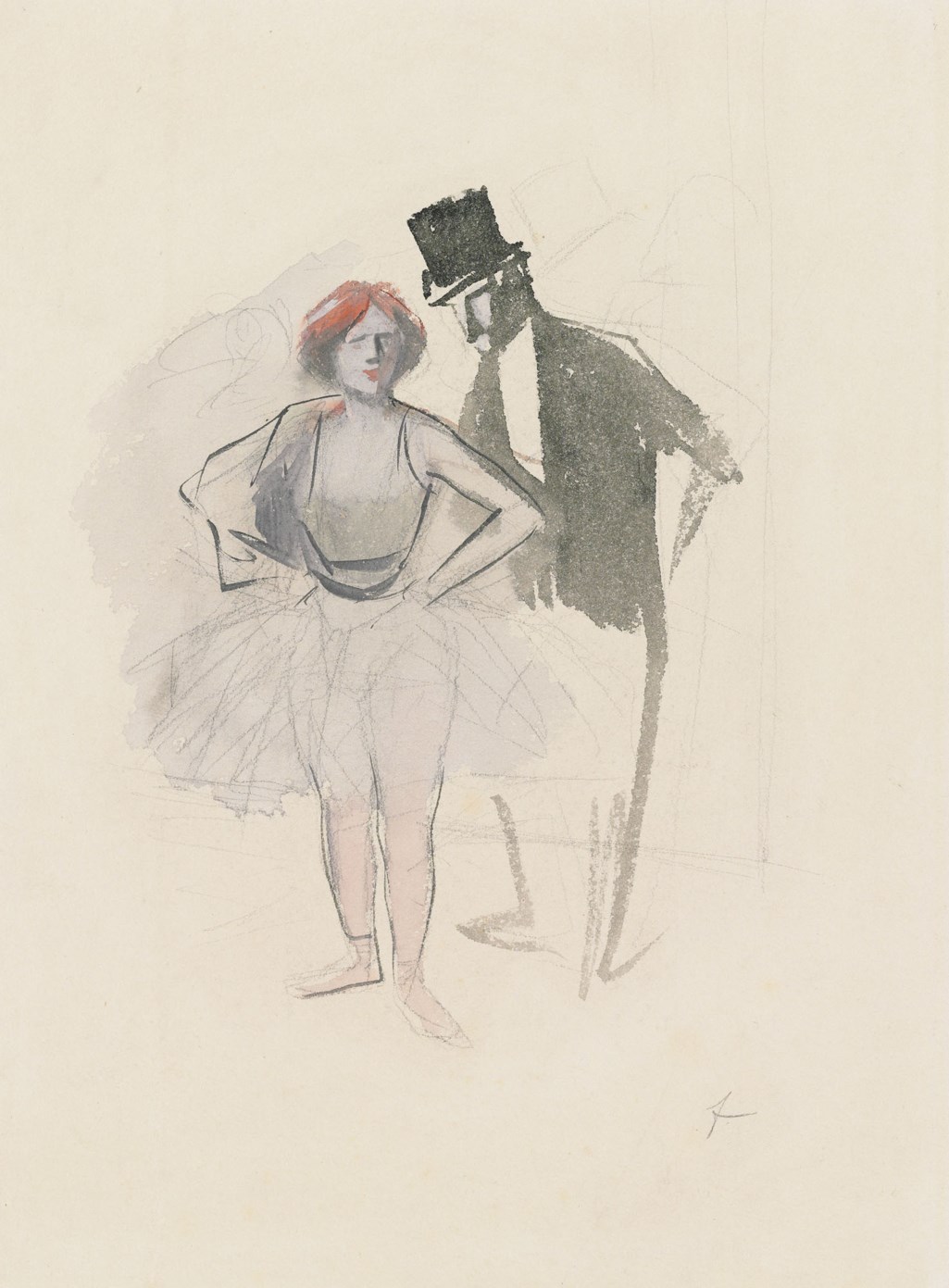 JEAN LOUIS FORAIN (1852-1931), Danseuse et son prétendant, au foyer de ...