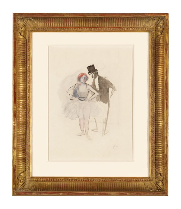 JEAN LOUIS FORAIN (1852-1931), Danseuse et son prétendant, au foyer de ...