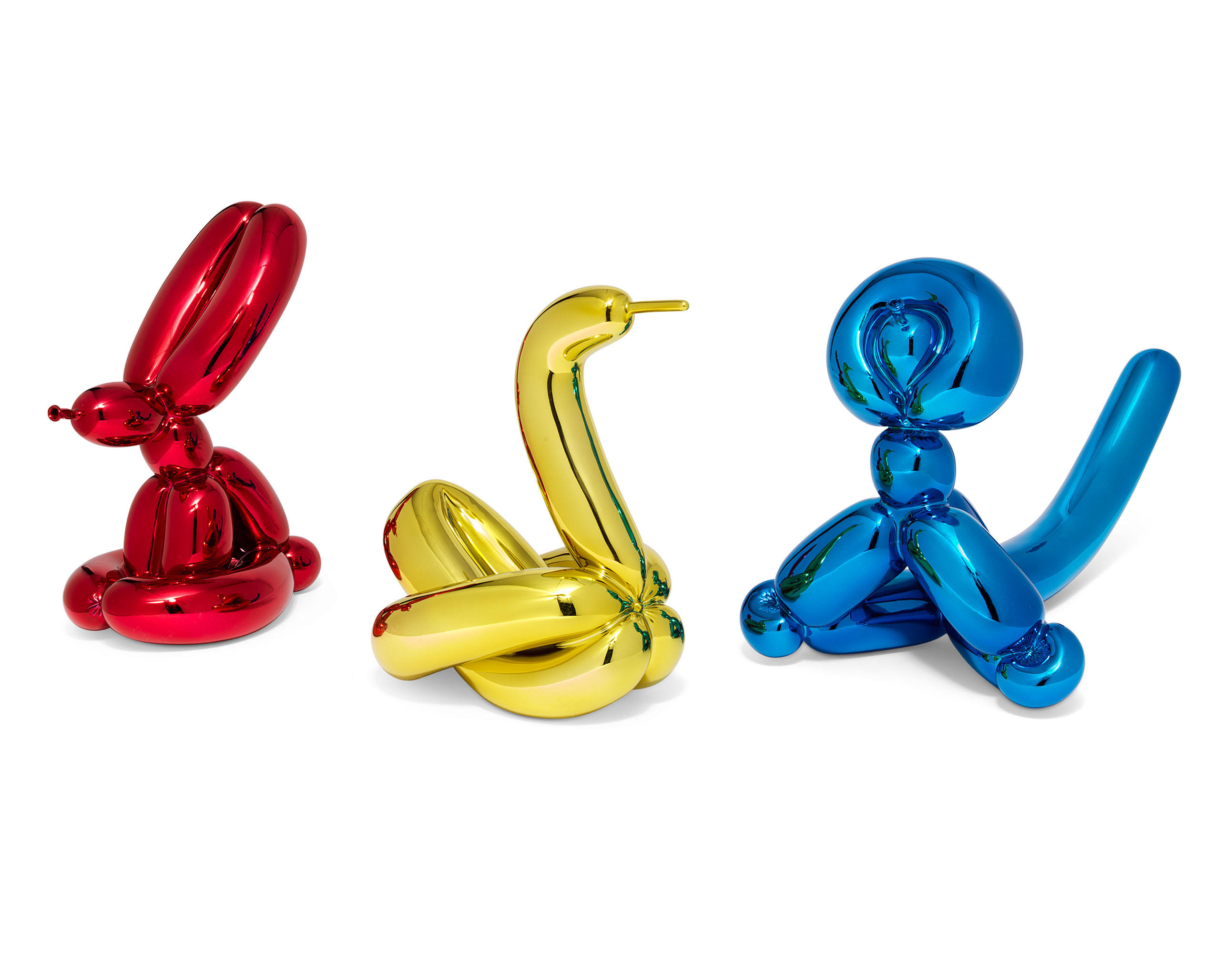 JEFF KOONS (B. 1955), Balloon Swan (Yellow), Balloon Monkey (Blue) and ...