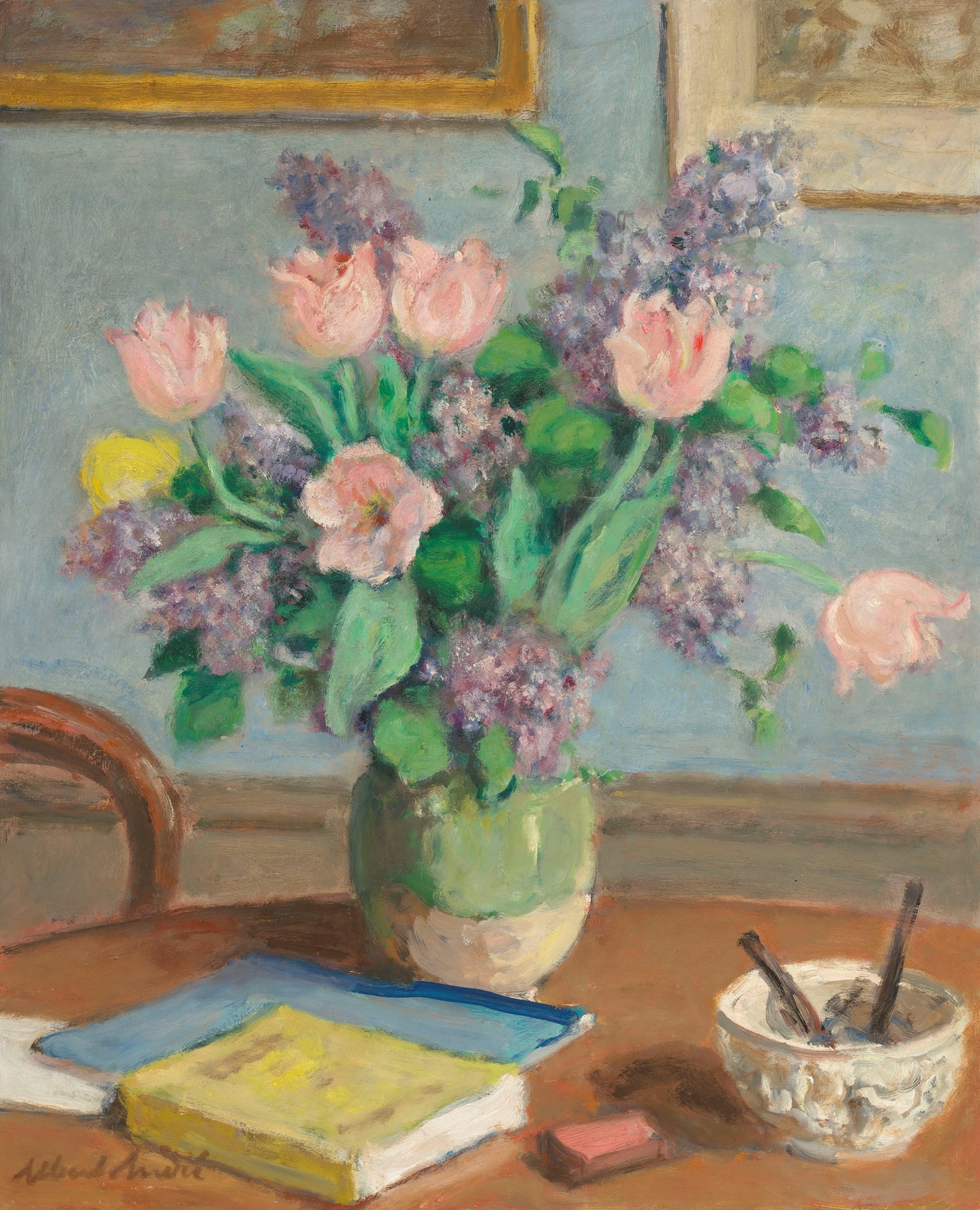 Albert André (1869-1954), Bouquet de lilas et tulipes | Christie's