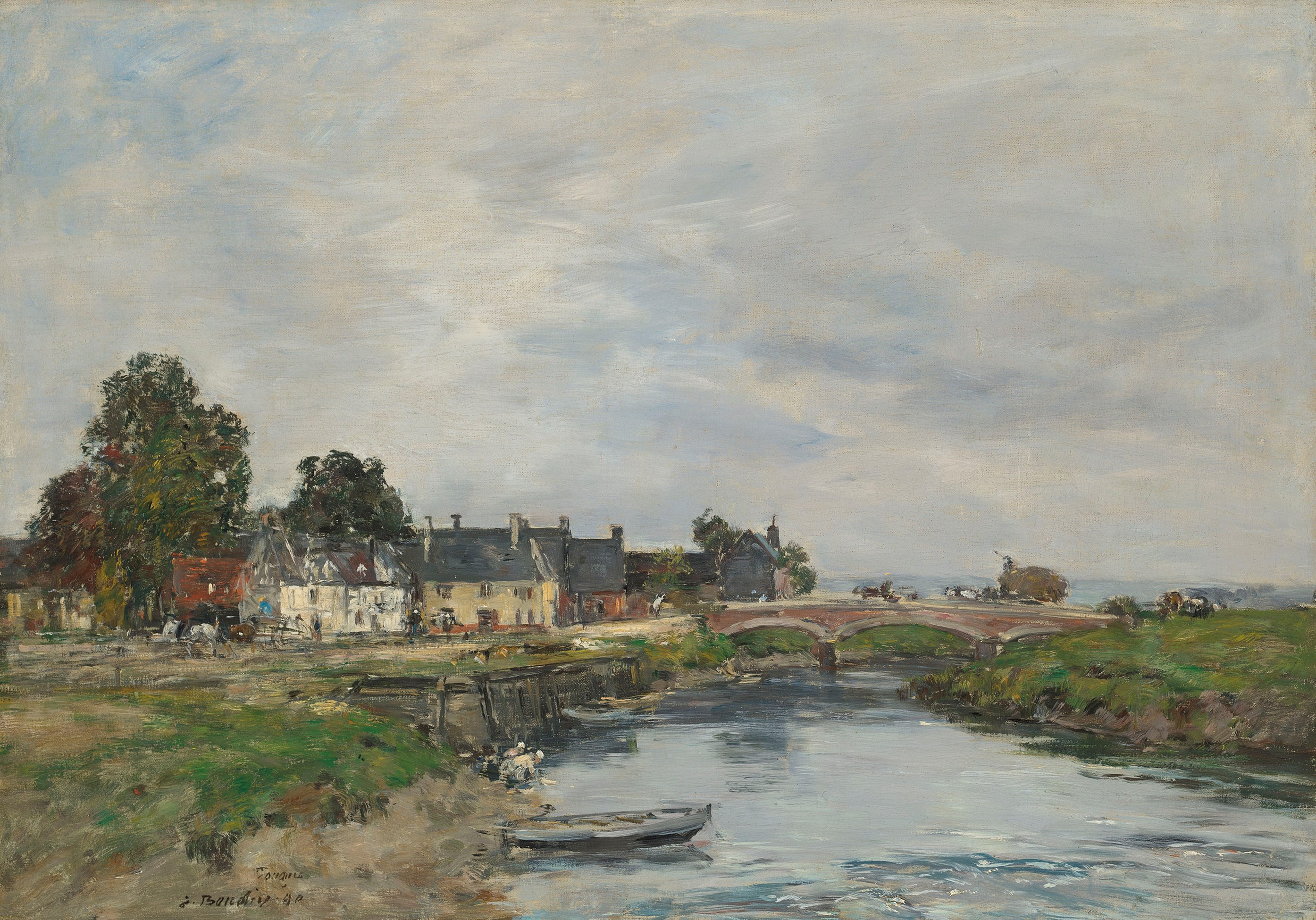 Eugène Boudin (1824-1898), Touques, le vieux port à marée basse ...